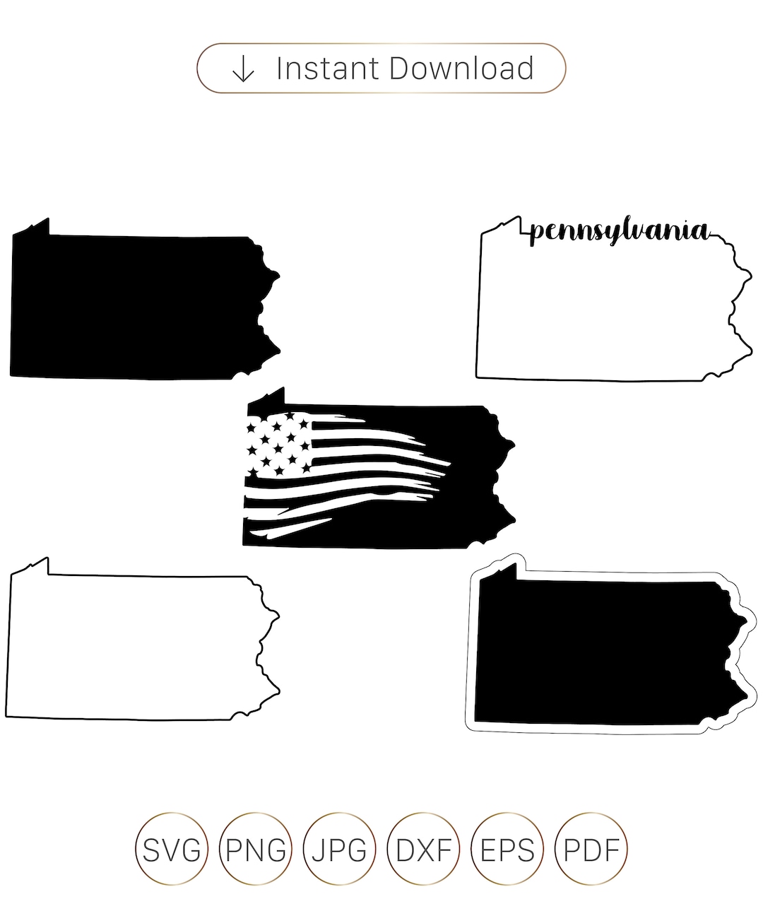 Pennsylvania SVG, Pennsylvania State SVG, Pennsylvania Silhouette ...