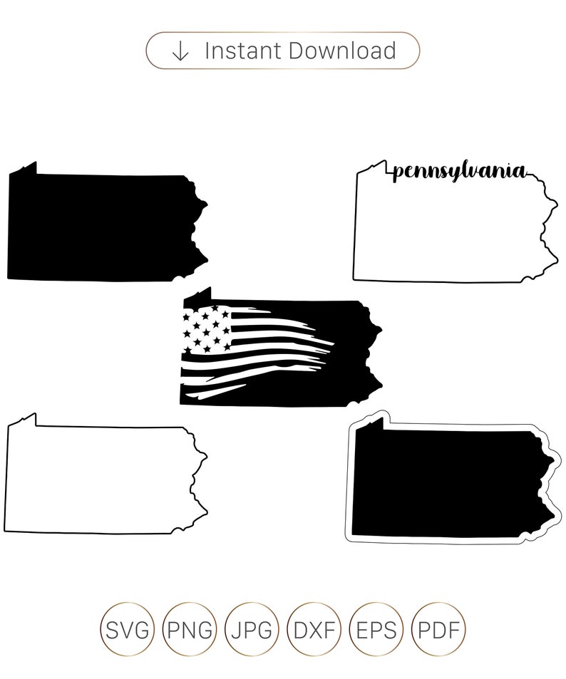 Pennsylvania SVG, Pennsylvania State SVG, Pennsylvania Silhouette ...