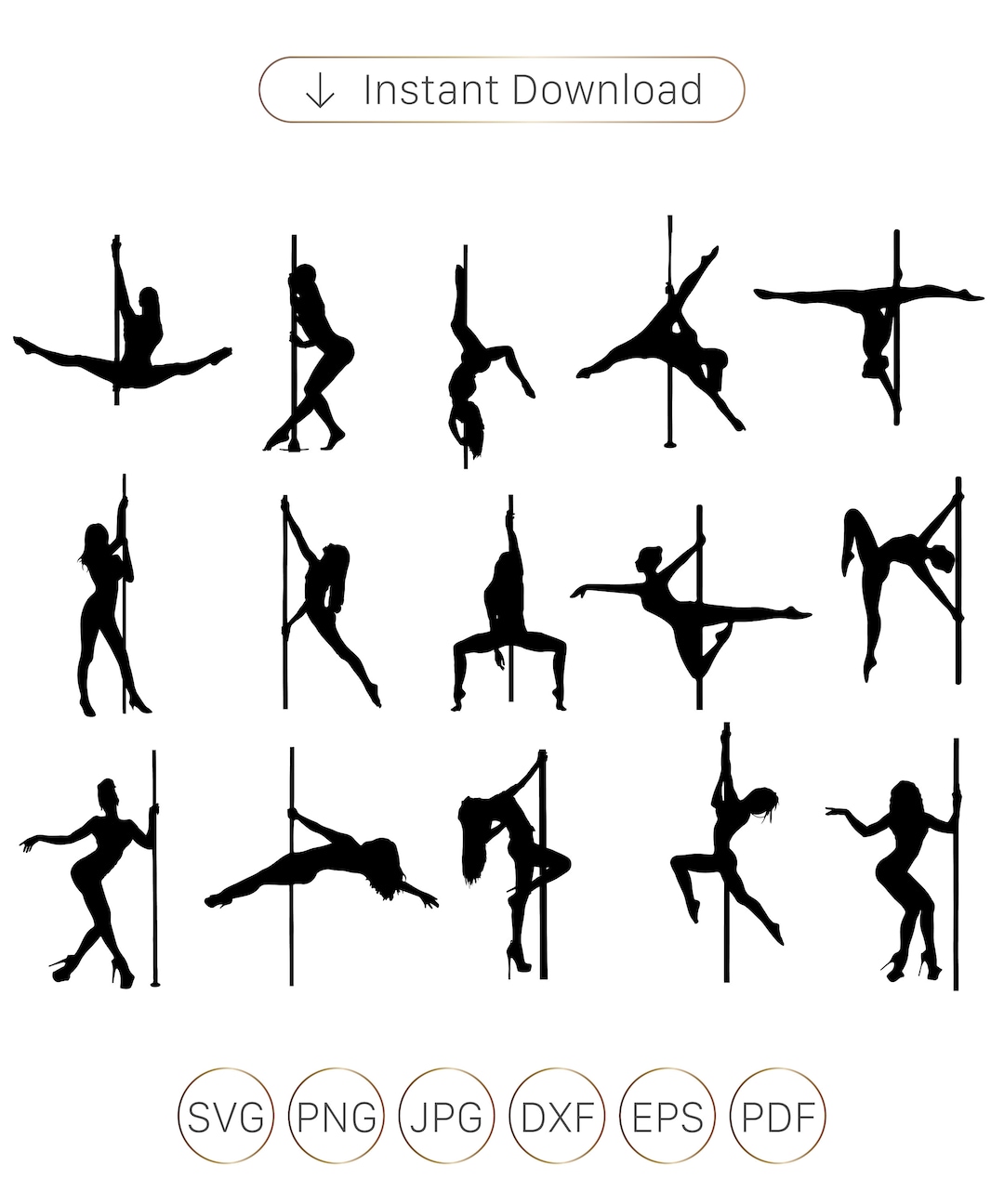 Pole Dance Svg,pole Dance Silhouette,stripper Svg, Eps, Png, Dxf ...