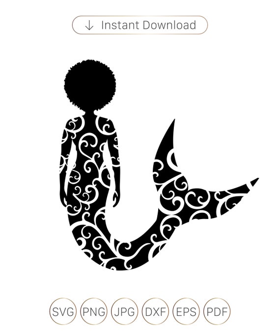 Mermaid Afro Svgfloral Mermaid Svgblack Mermaid Svg Hair - Etsy