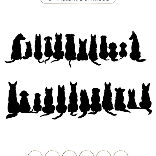 Back Sitting Dogs Back of Dog Silhouettes Dogs Sitting Back - Etsy