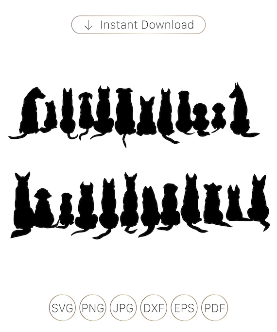 Back Sitting Dogs Back of Dog Silhouettes Dogs Sitting Back - Etsy