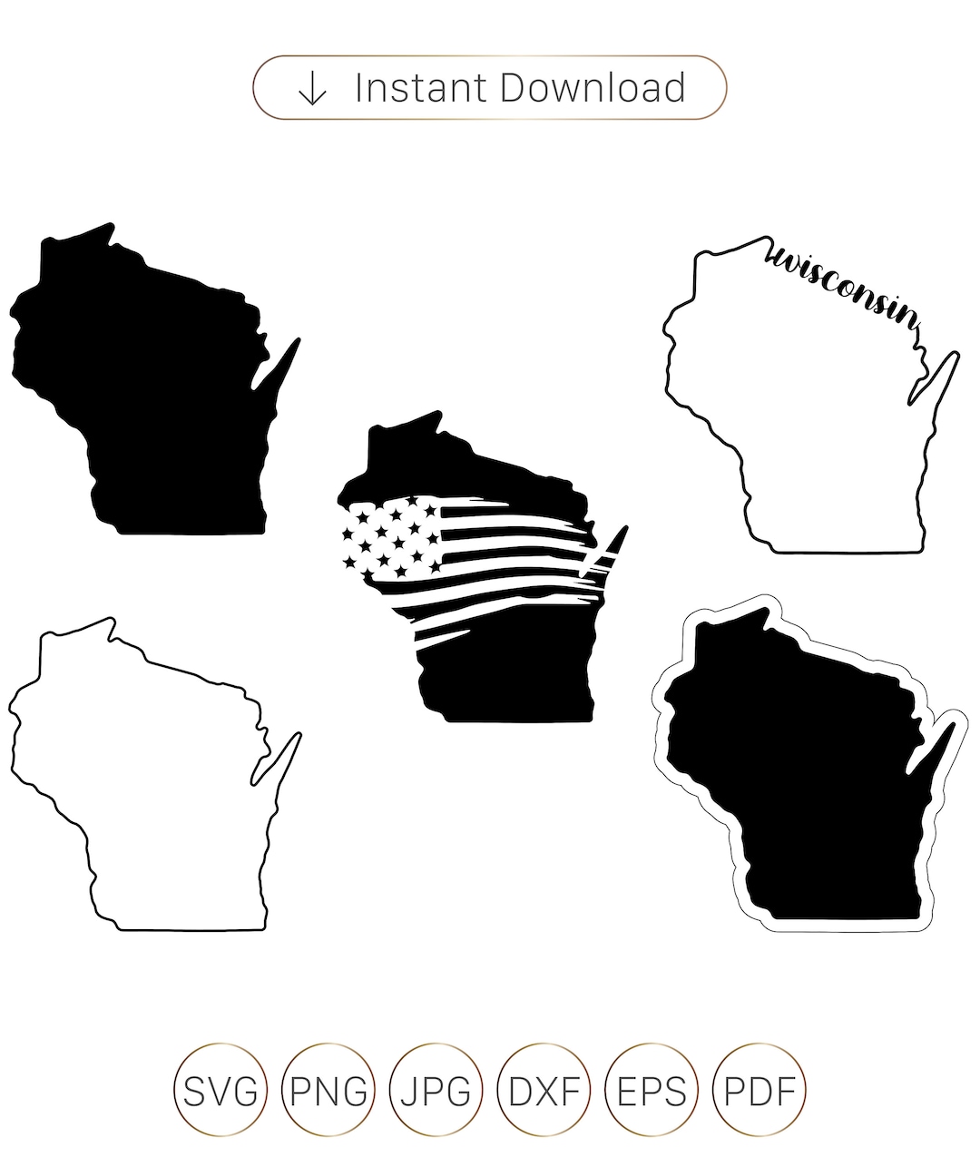Wisconsin SVG, Wisconsin State SVG, Wisconsin Silhouette, Wisconsin ...