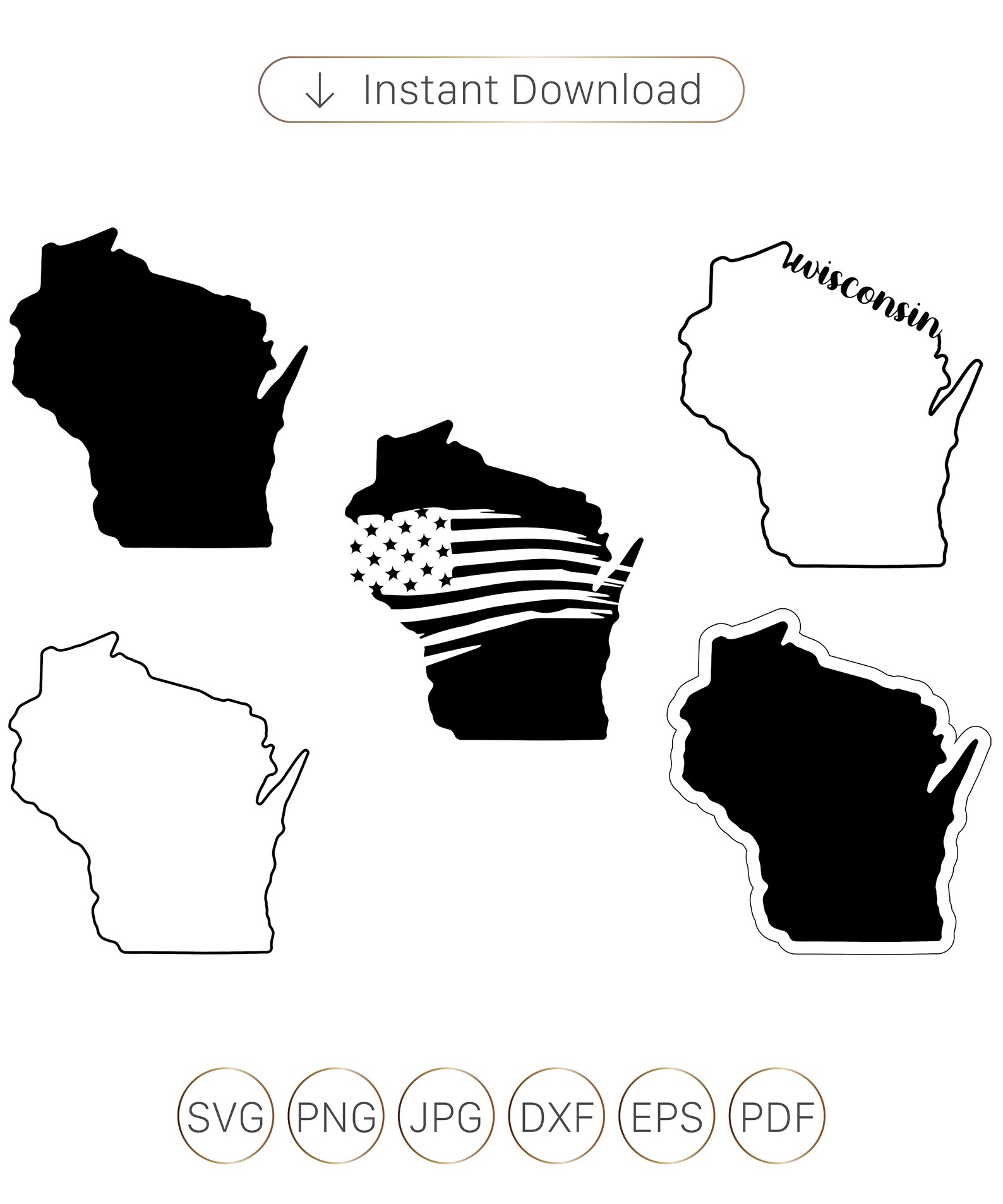 Wisconsin SVG Wisconsin State SVG Wisconsin Silhouette - Etsy