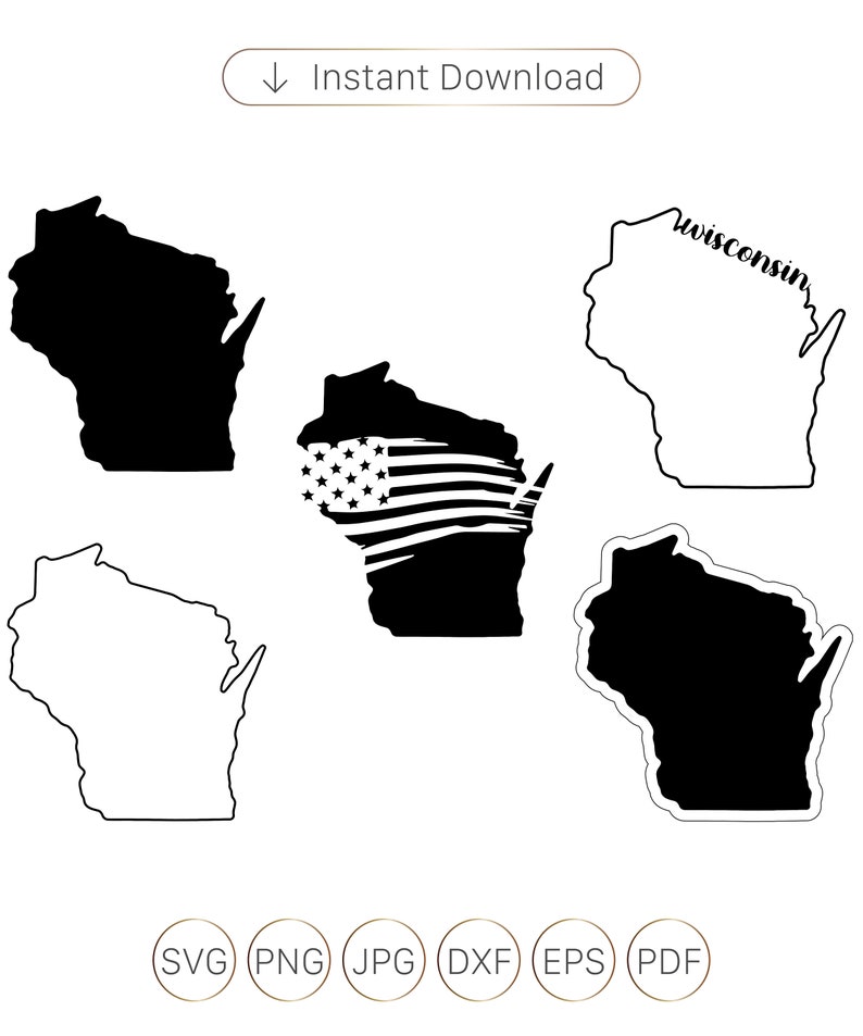 Wisconsin SVG Wisconsin State SVG Wisconsin Silhouette - Etsy