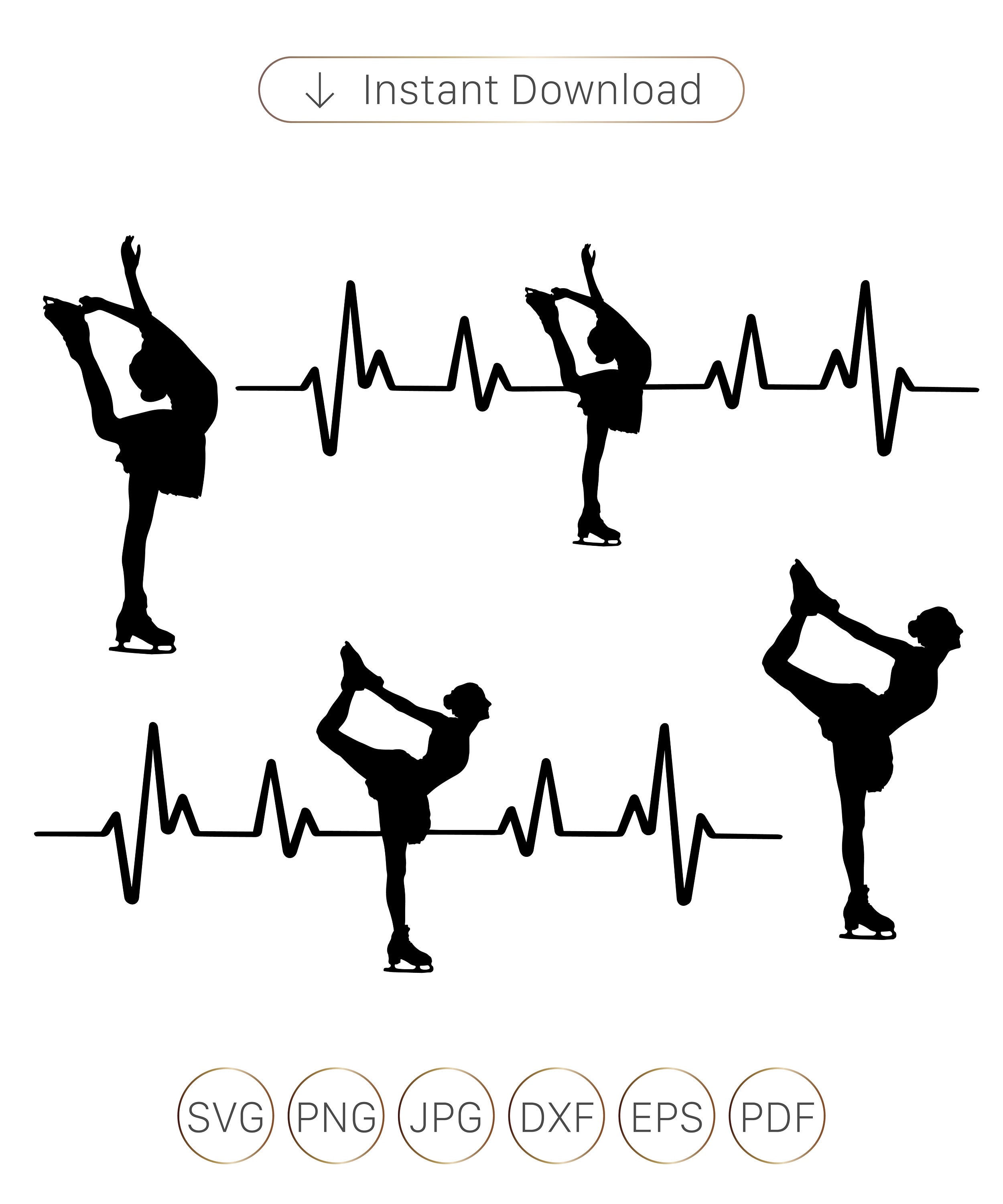 Ice Skating SVG, Ice Skating Heartbeat Svg, Ice Skating EKG SVG ...