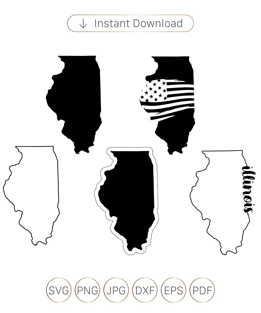 Illinois SVG, Illinois State SVG, Illinois Silhouette, Illinois State ...