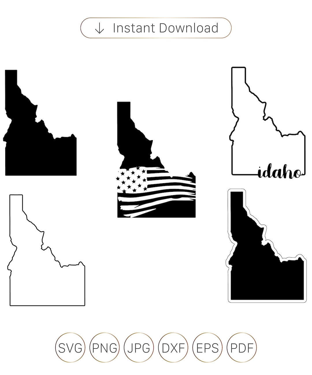 Idaho SVG, Idaho State SVG, Idaho Silhouette, Idaho State Silhouette ...