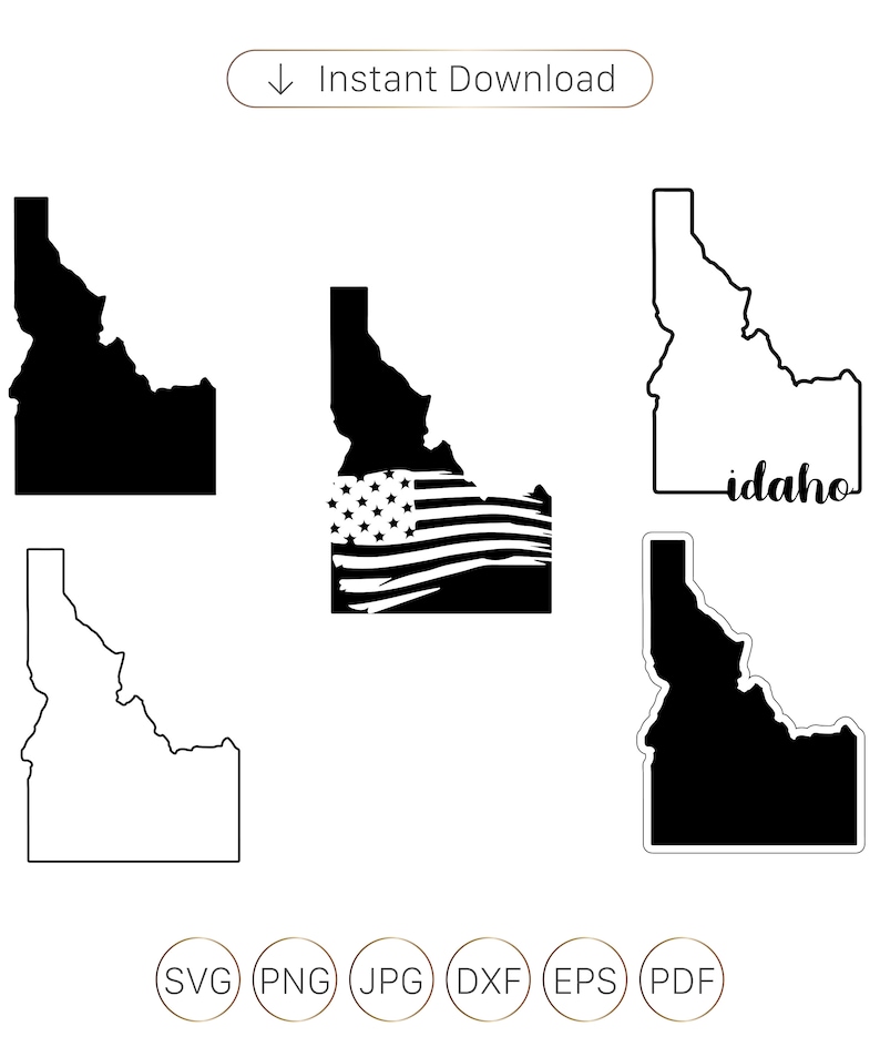 Idaho SVG, Idaho State SVG, Idaho Silhouette, Idaho State Silhouette ...