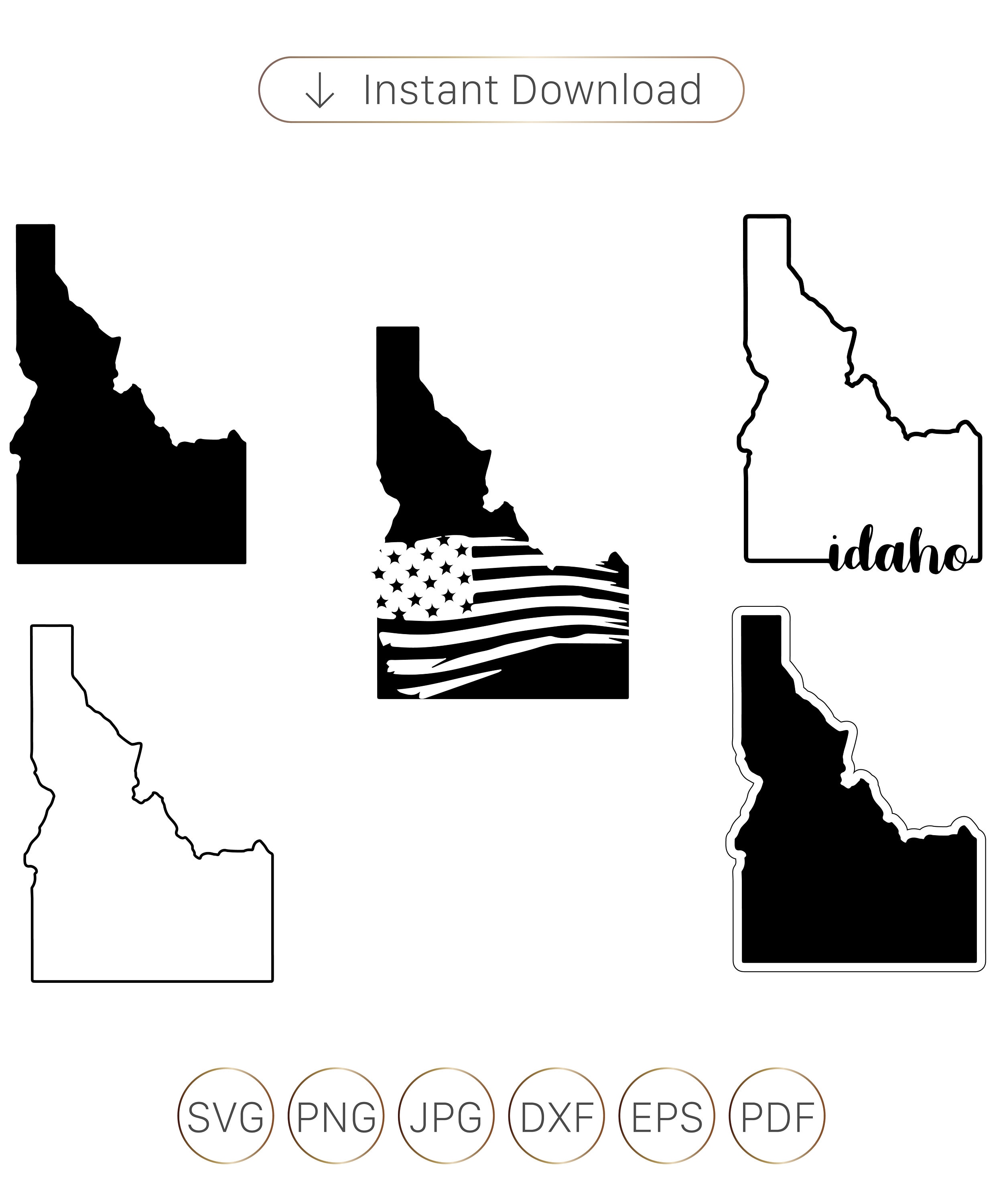 Idaho SVG, Idaho State SVG, Idaho Silhouette, Idaho State Silhouette ...