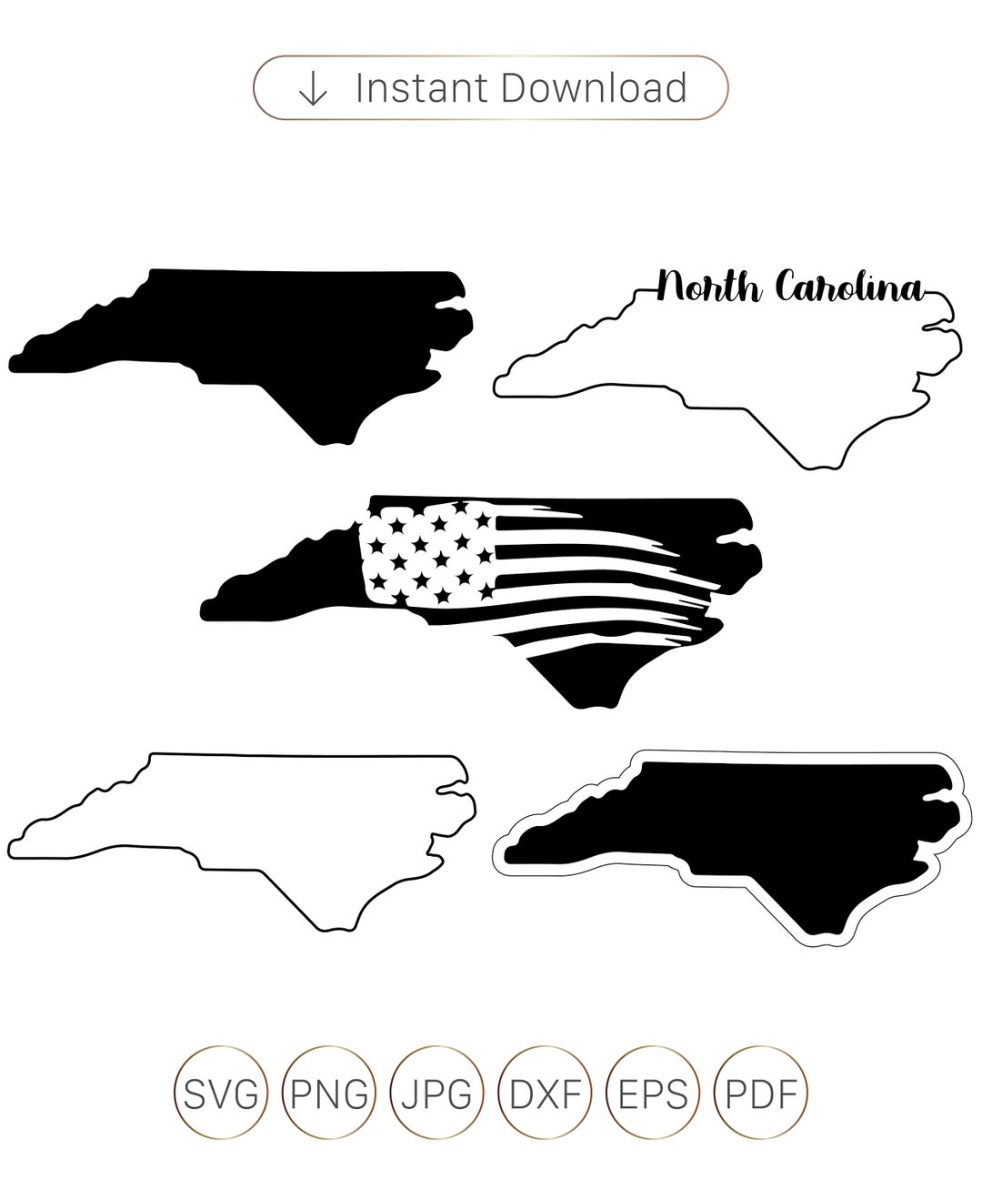 North Carolina SVG, North Carolina State SVG, North Carolina Silhouette ...