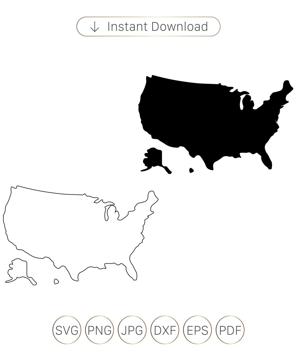 USA Map Svg US Map Outline Svg US Map Silhouette United - Etsy
