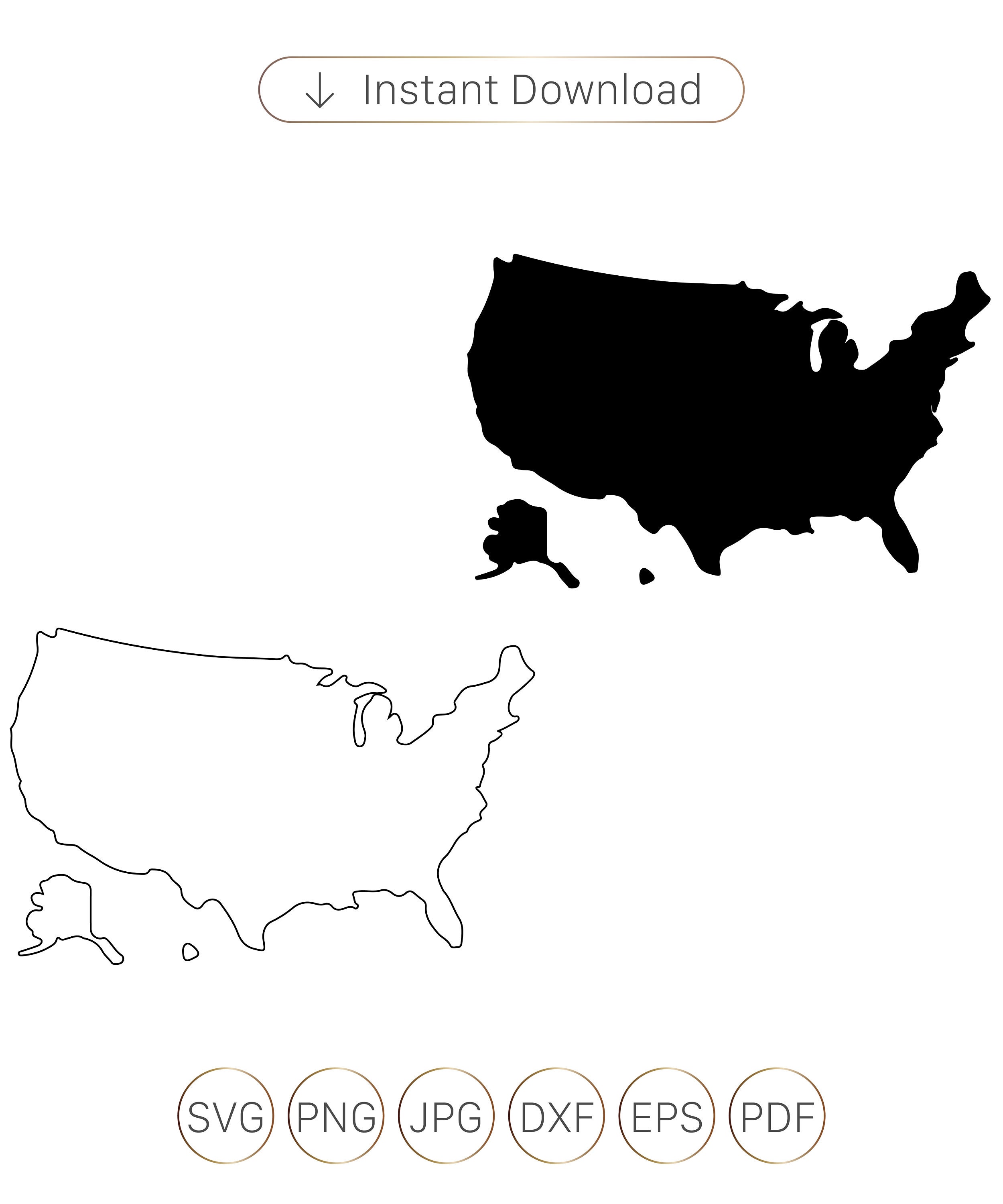 USA Map Svg, US Map Outline Svg, US Map Silhouette, Estados Unidos Svg ...