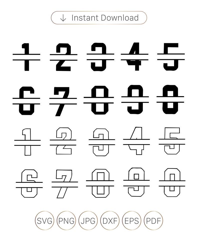 Split Numbers Monogram SVG, Numbers Svg, Split Monogram Numbers, Split ...