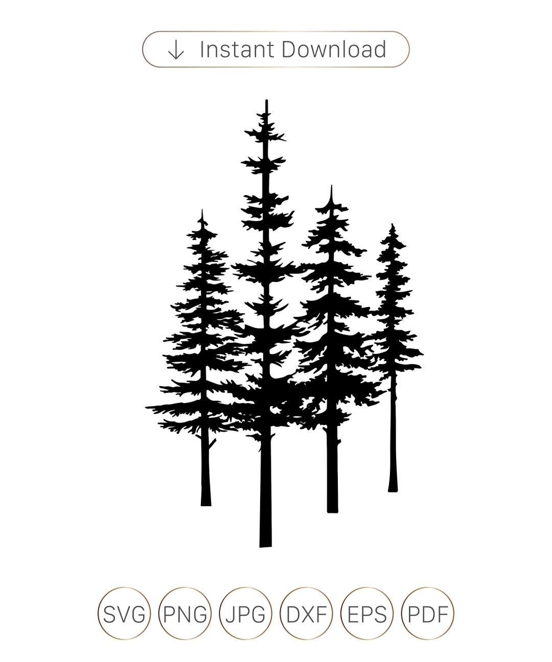 Tree Silhouette Svg,pine Tree Svg,pine Tree Silhouette,evergreen Tree ...