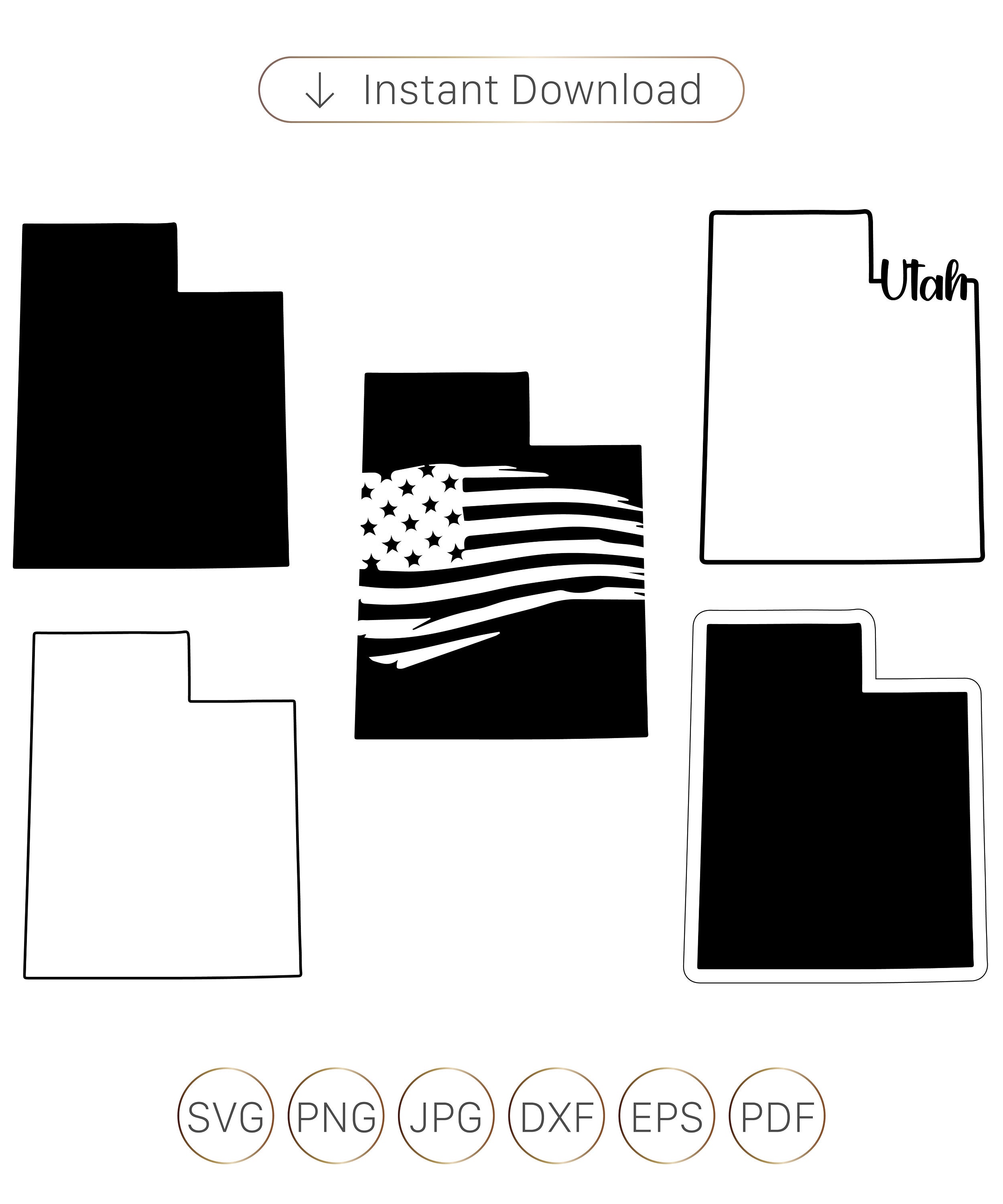 Utah SVG, Utah State SVG, Utah Silhouette, Utah State Silhouette, Utah ...