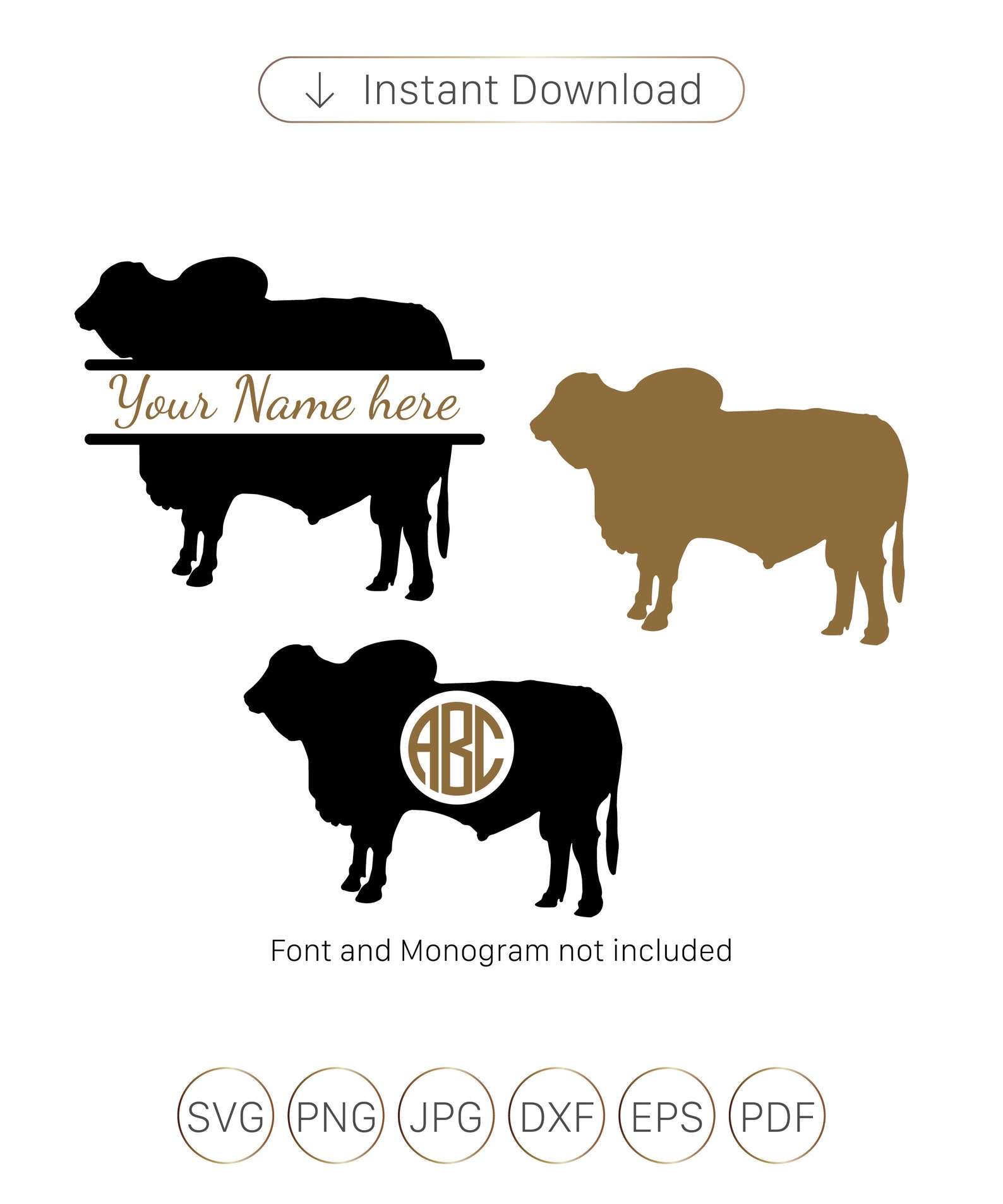 Brahman Bull Svg,bull Svg,brahman Bull Monogram, Cattle Livestock Svg ...