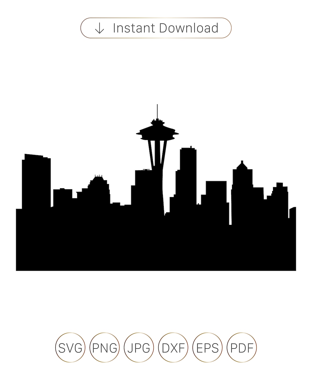 Seattle Skyline Svg,seattle Skyline Silhouette,seattle Svg,skyline Svg ...