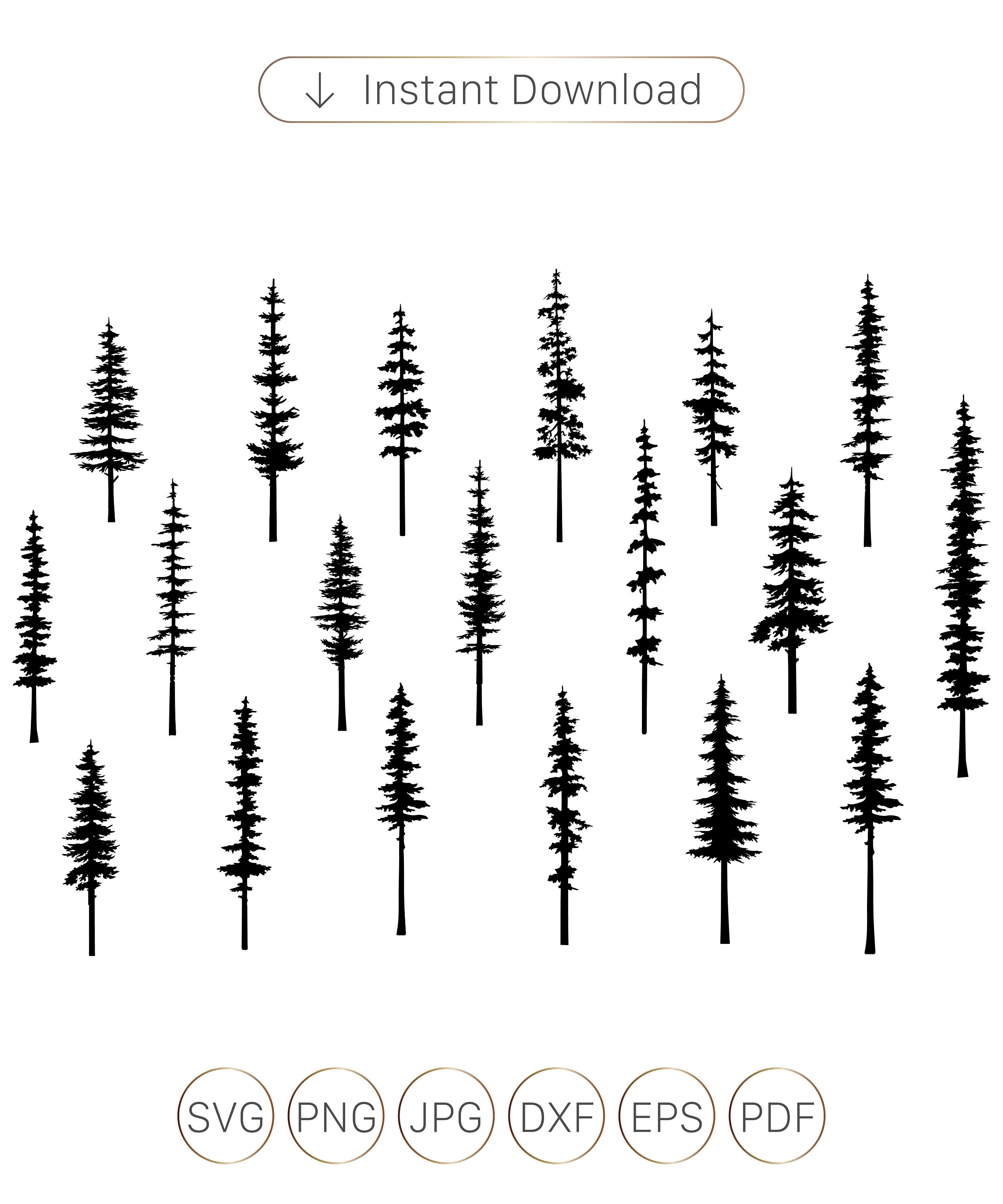 Tree Silhouette Svg,pine Tree Svg,pine Tree Silhouette,evergreen Tree ...