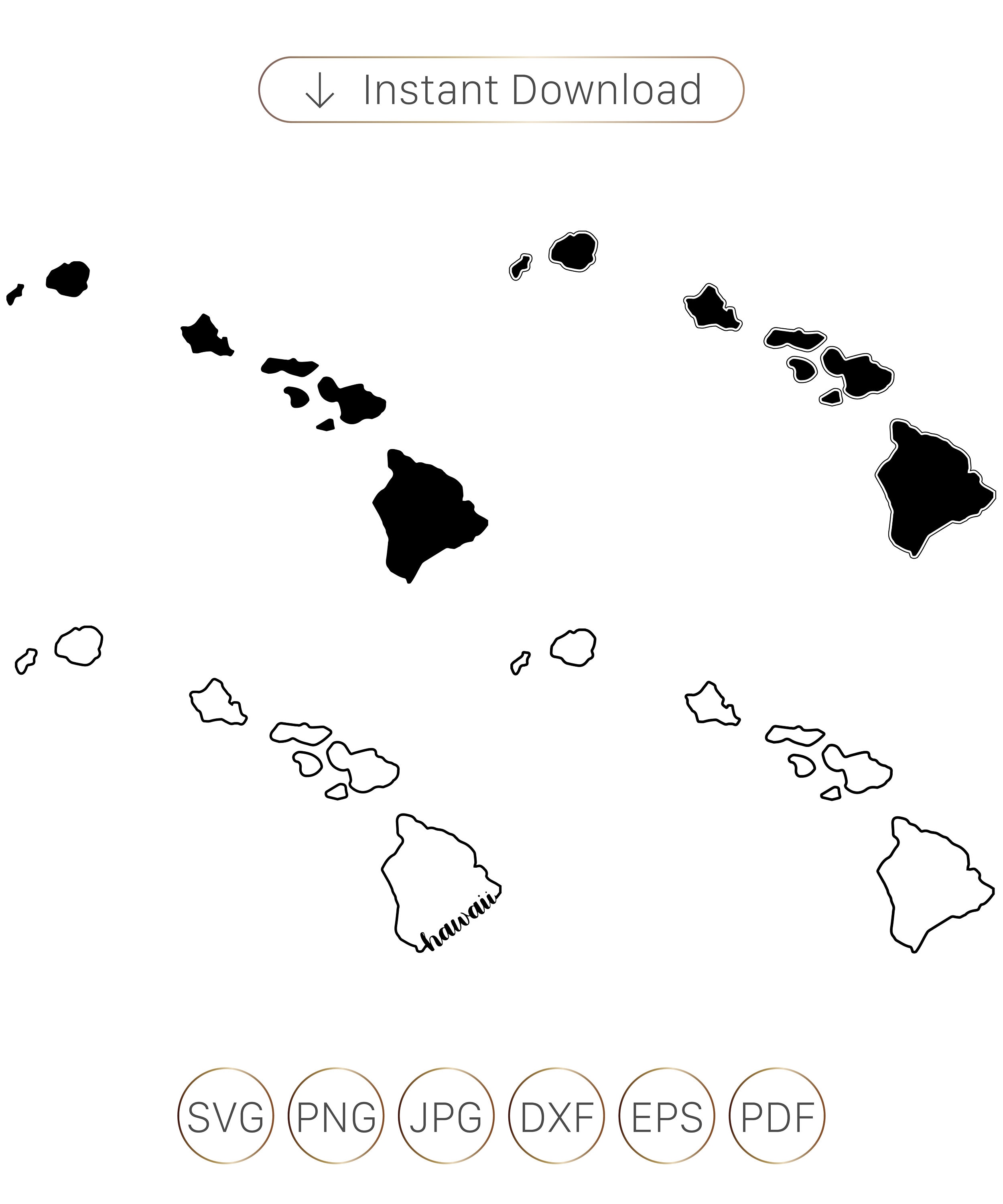 Hawaiian Islands Outline Eps