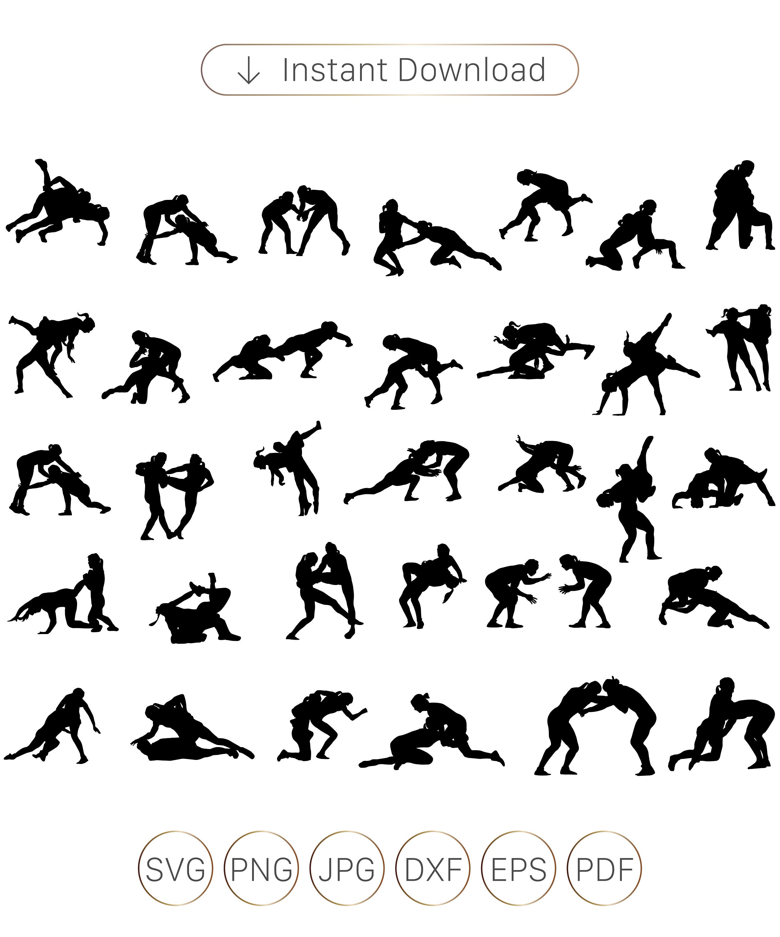 Female Wrestling SVG, Women Wrestling Svg, Wrestling Silhouette SVG ...