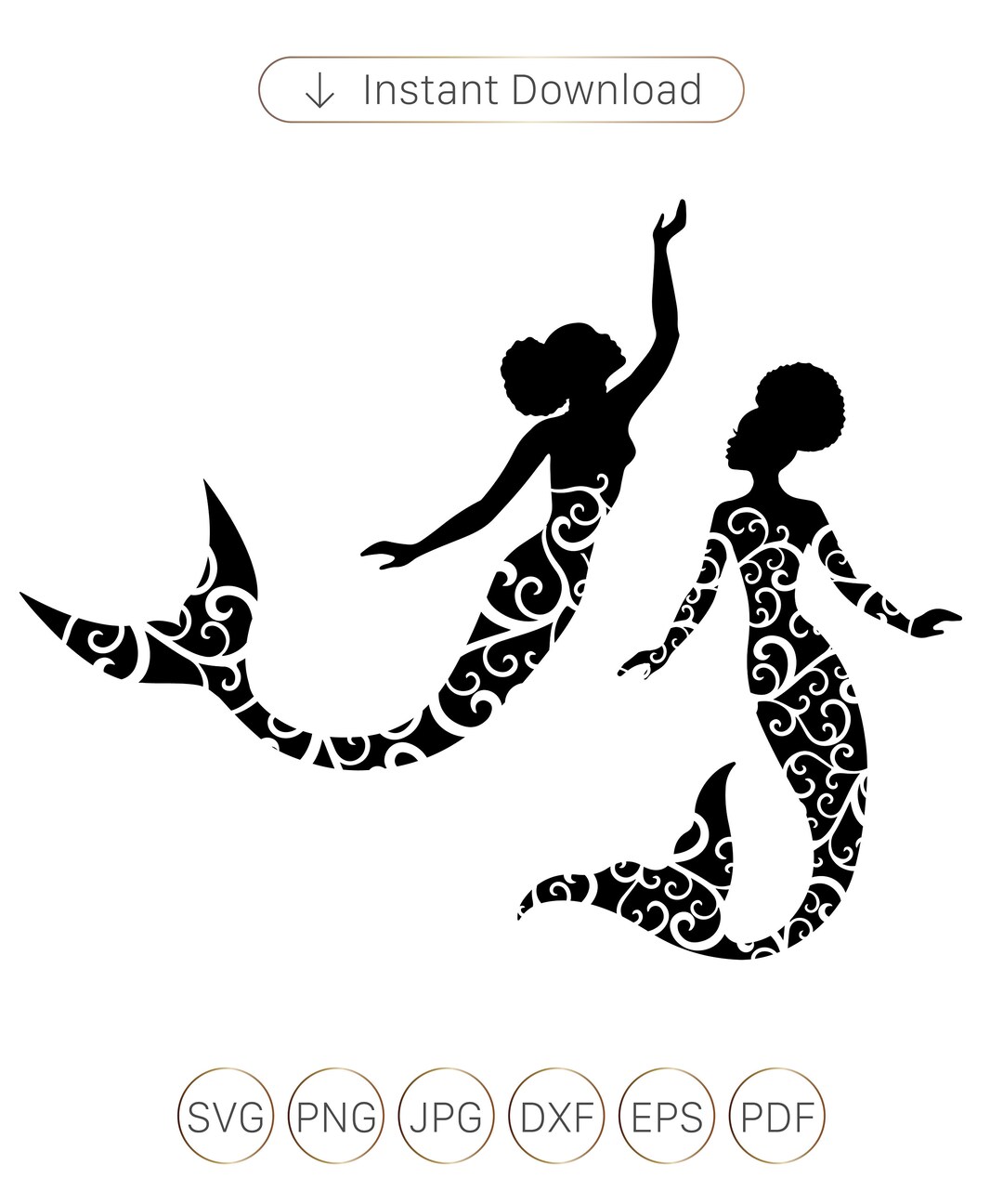 Mermaid Afro Svg,floral Mermaid Svg,black Mermaid Svg, Hair Puffs ...