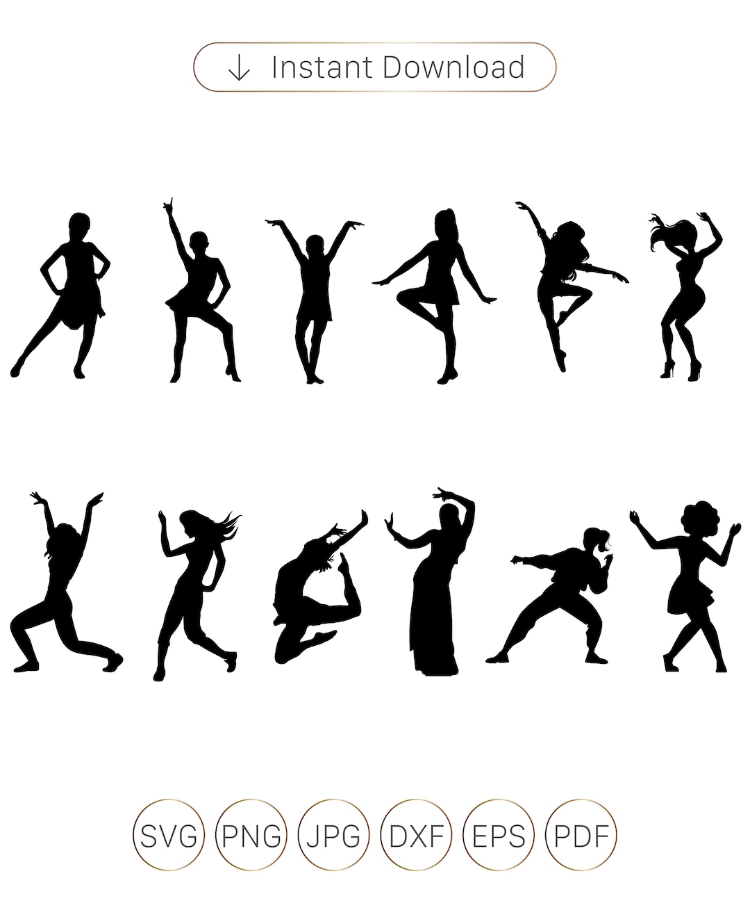 Dance Svg, Dance Silhouette,dancer Svg, Dancer Silhouettes, Female ...