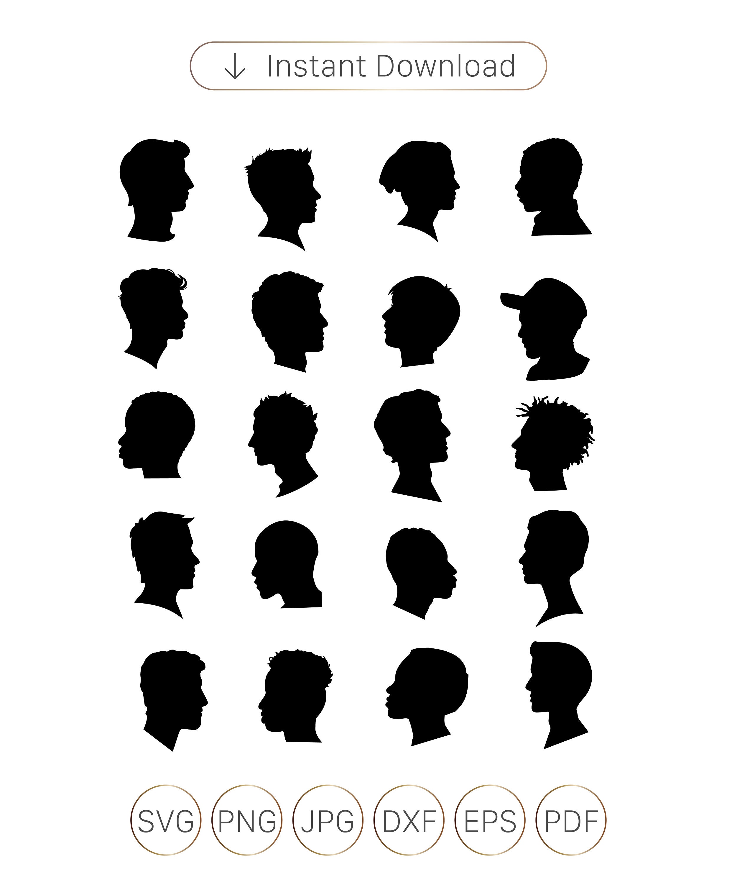 Head Profile Silhouette Svg,men's Head Profiles SVG, Cameo Silhouettes ...