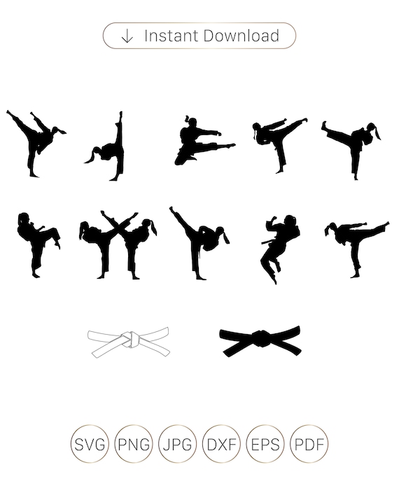 Karate Girl SVG Karate Girl Silhouette Taekwondo Girl - Etsy