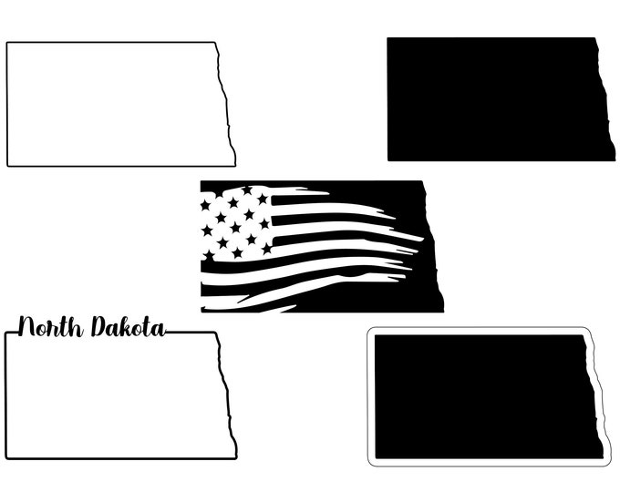North Dakota Outline With Text SVG Files | North Dakota Cut Files ...