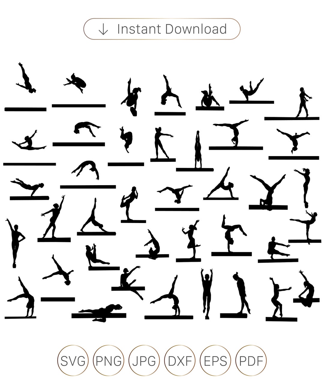 Gymnast SVG, Gymnastics SVG, Gymnastics Silhouette, Gymnastics Digital ...