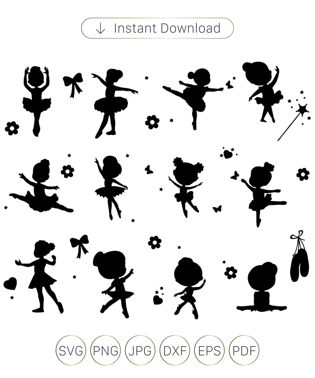 Ballerina Svg,little Ballerina Silhouettes Svg,ballerina Dxf Files ...