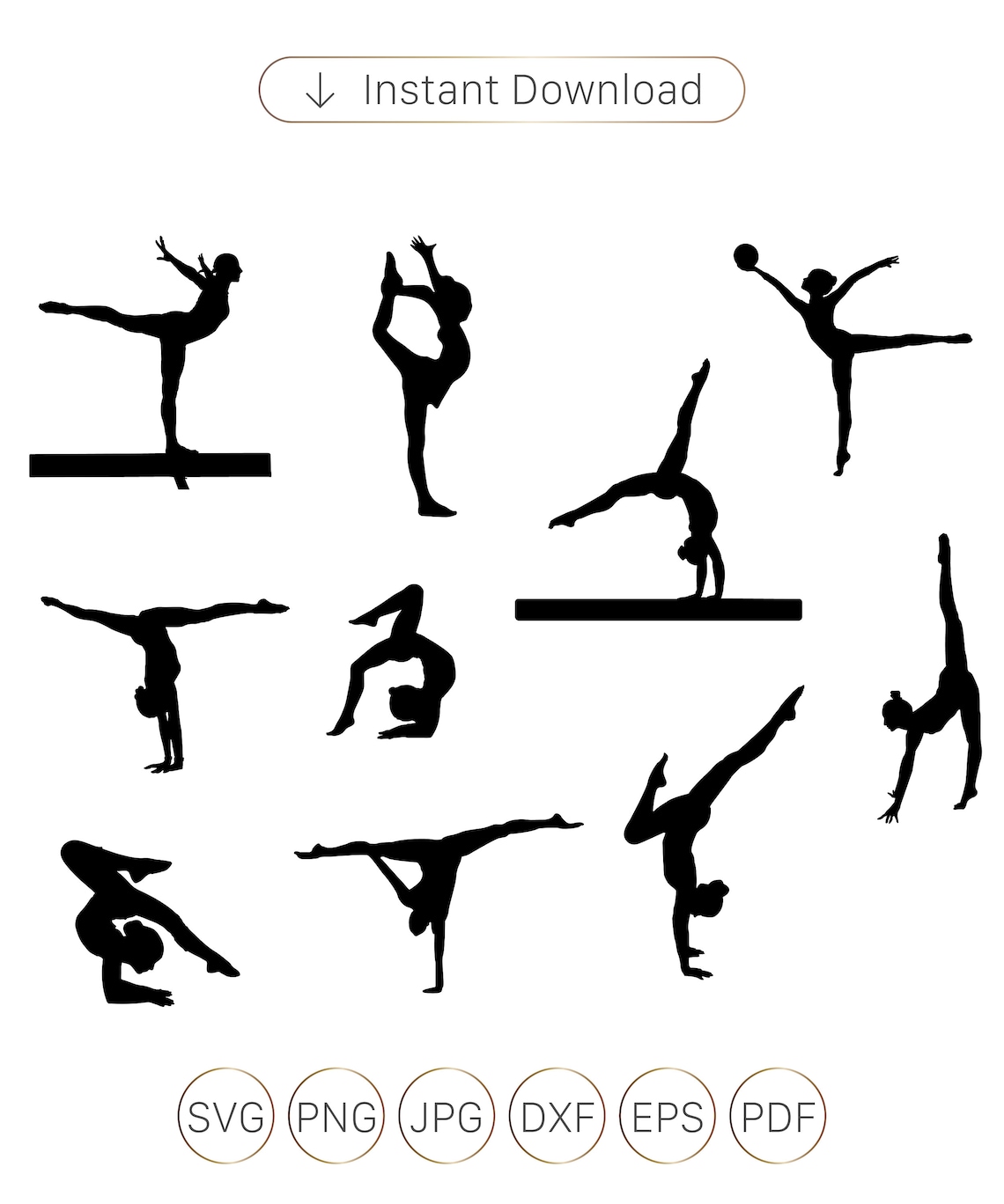Turnerin SVG, Gymnastik SVG, Gymnastik Silhouette, Gymnastik Digital ...