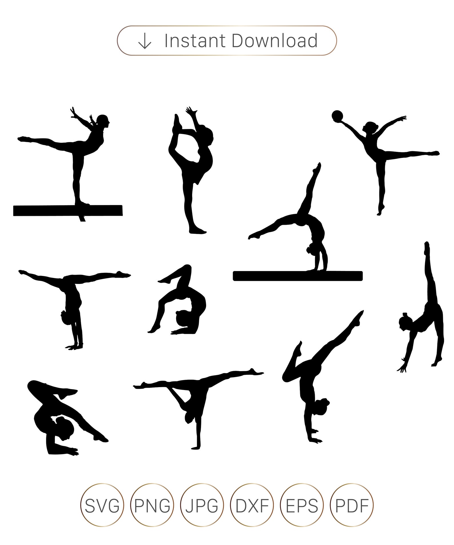Gymnast SVG, Gymnastics SVG, Gymnastics Silhouette, Gymnastics Digital ...
