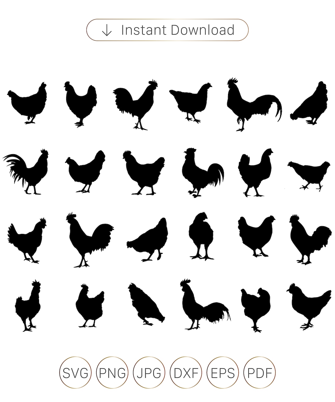 Chicken SVG, Chicken Silhouette, Rooster Svg, Chicken Cricut, Chicken ...