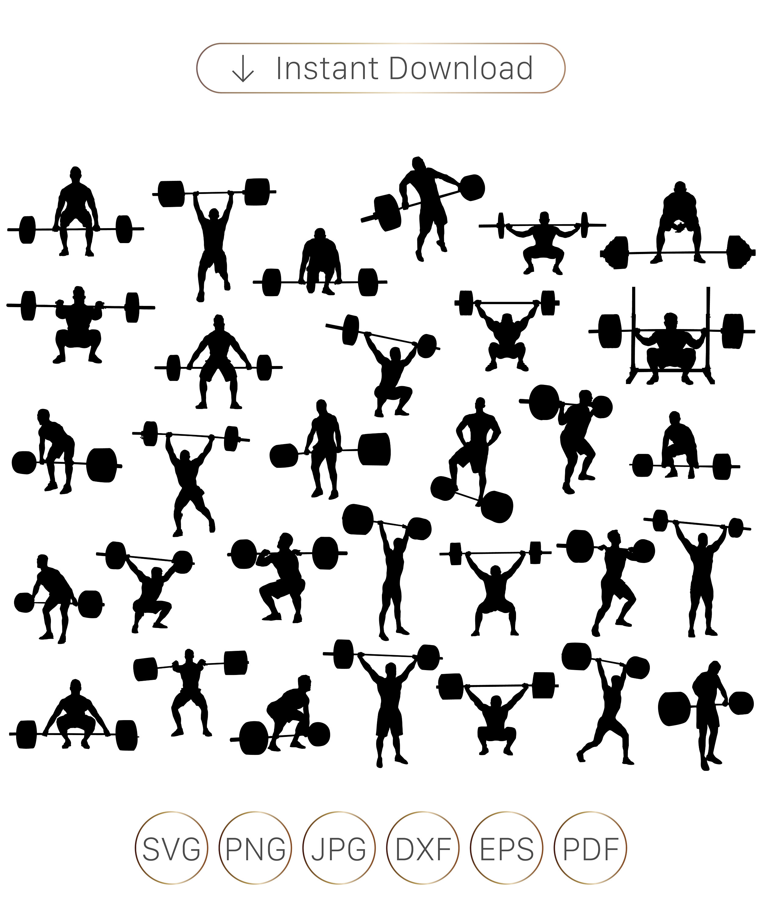 Weightlifting Svg, Weightlifting Silhouettes, Weightlifter SVG, Weight ...