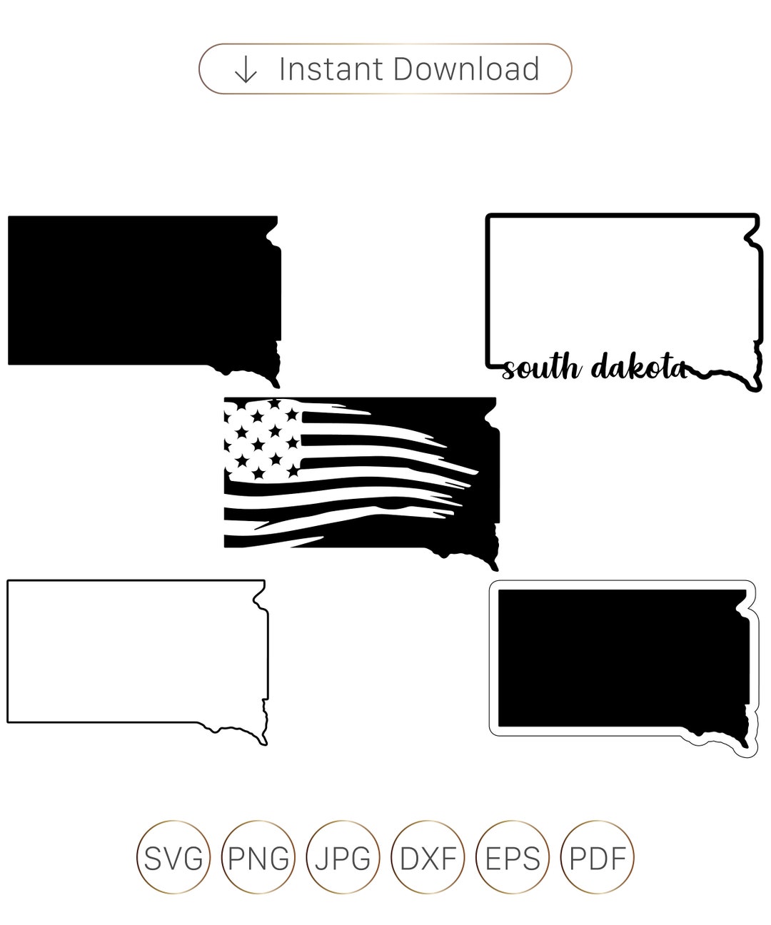 South Dakota SVG, South Dakota State SVG, South Dakota Silhouette,south ...
