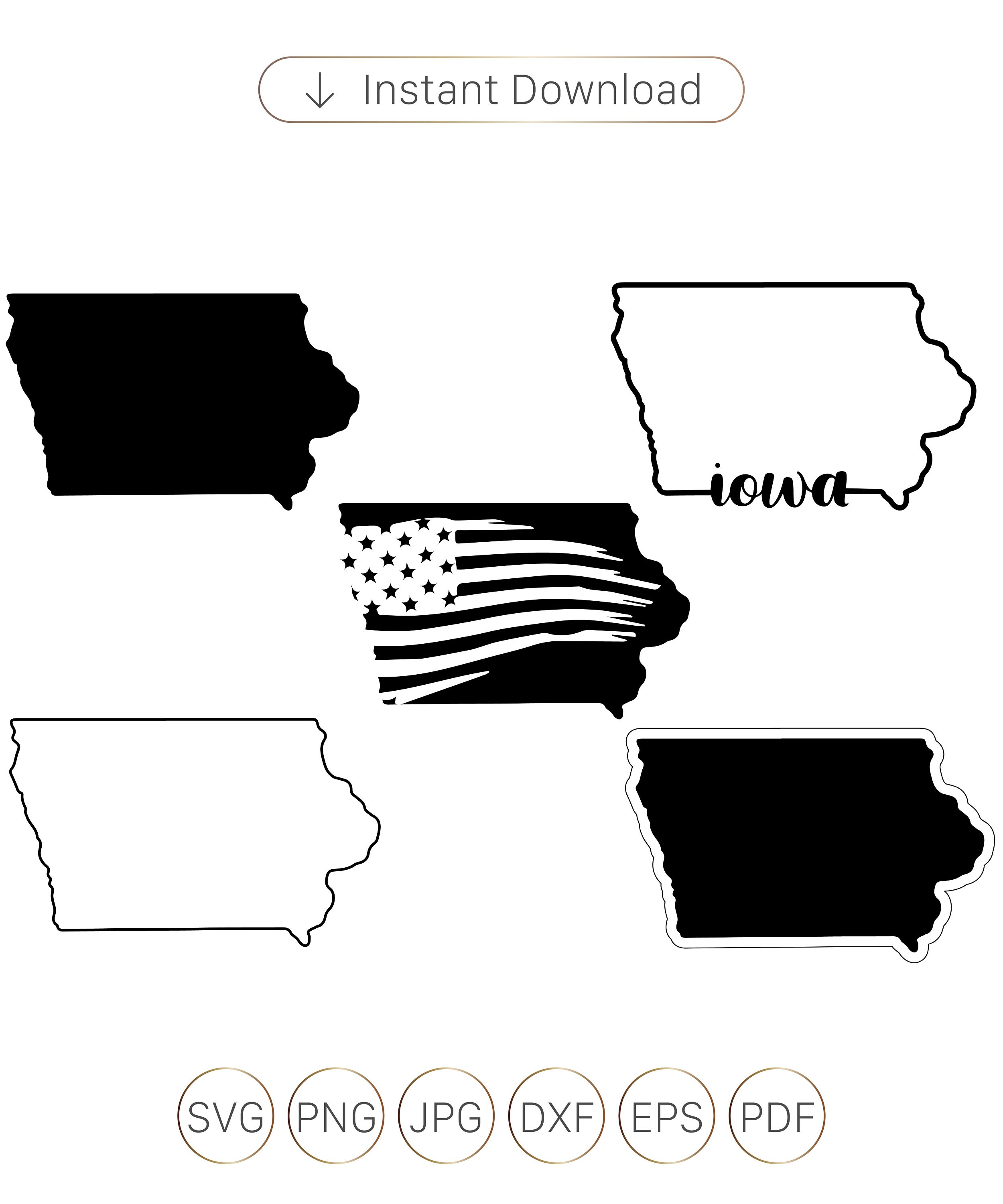 Iowa SVG, Iowa State SVG, Iowa Silhouette, Iowa State Silhouette, Iowa ...