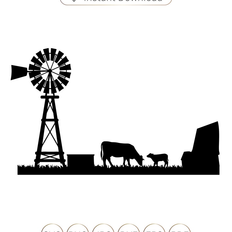 Cattle With Windmills Svg - Etsy