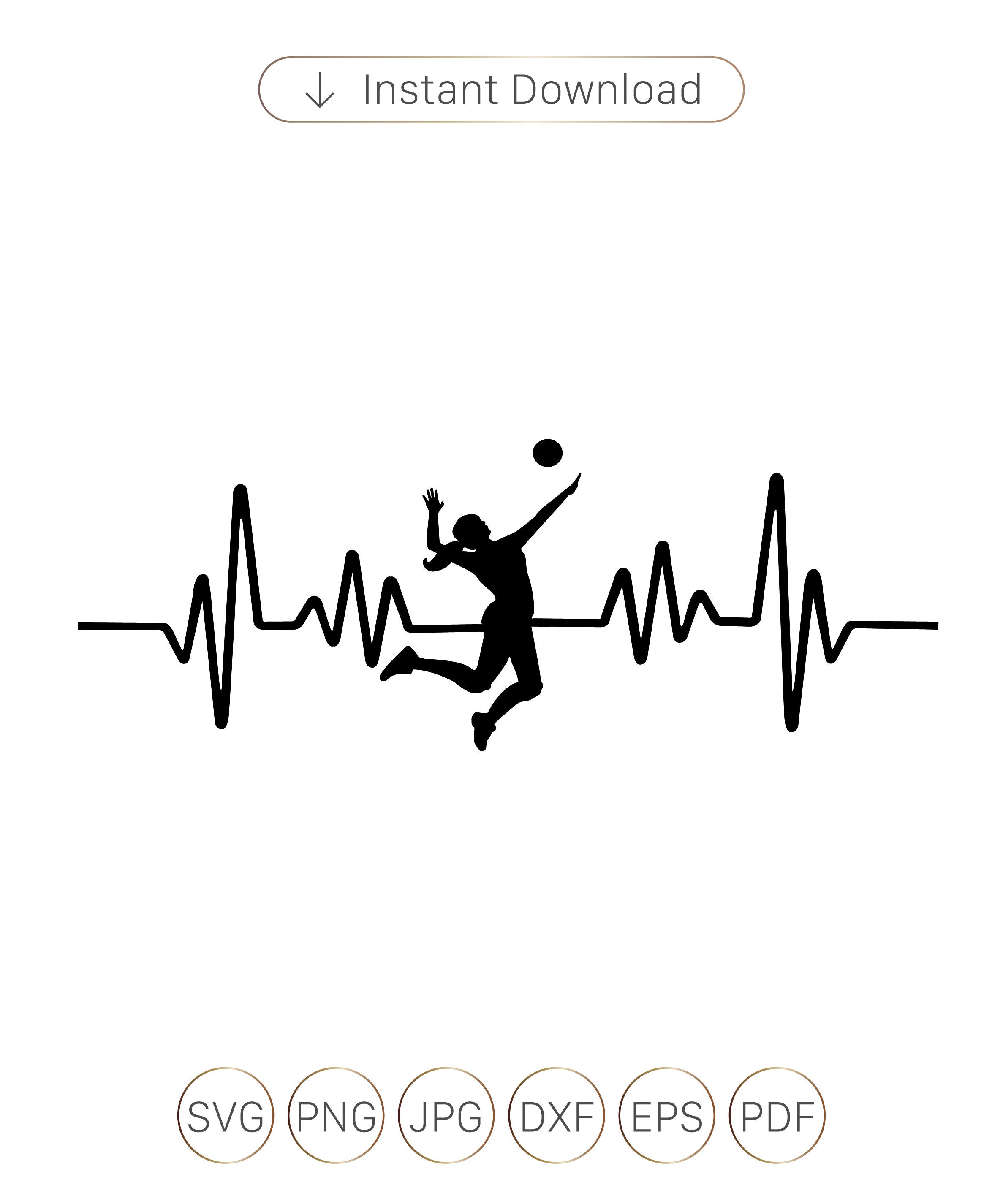 Volleyball player svgvolleyball womenVolleyball heartbeat | Etsy