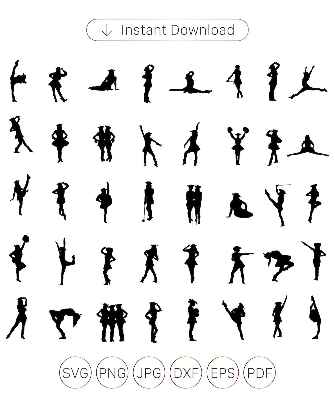 Drill Dance Team Silhouettes Svg,png,eps,dxf, Drill Dance Team SVG ...