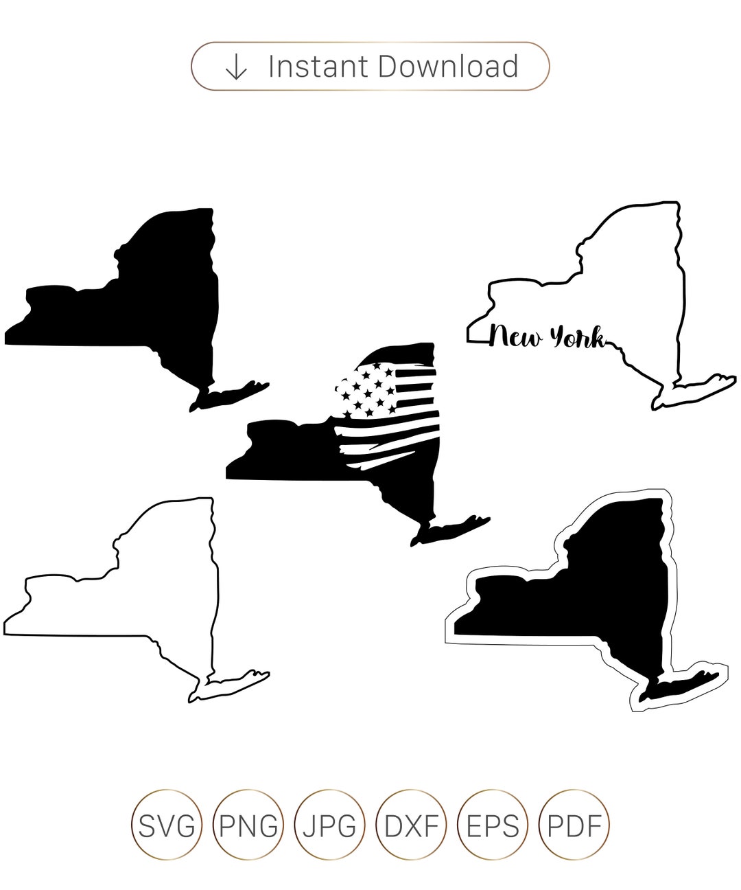 New York SVG, New York State SVG, New York Silhouette, New York State ...