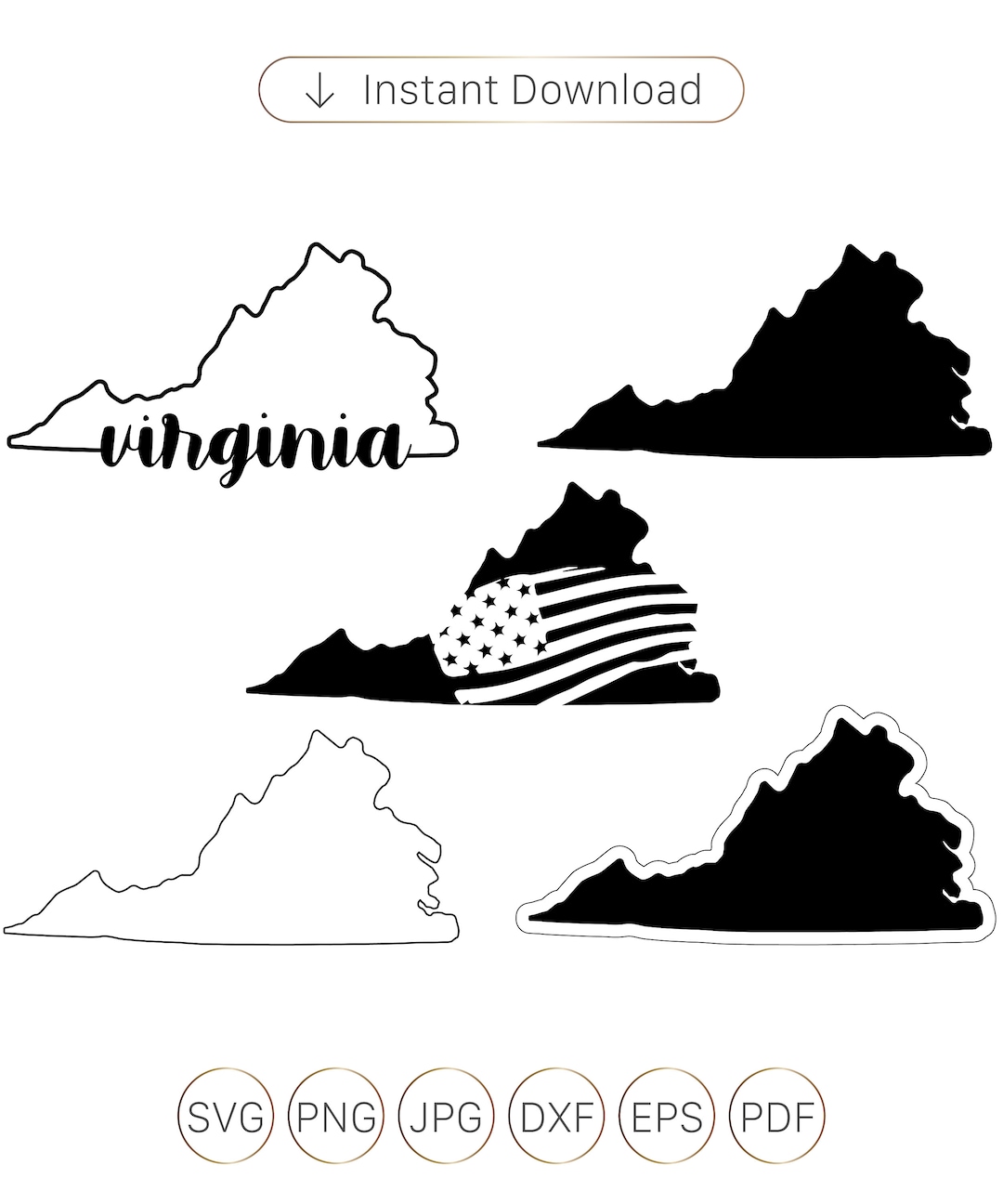 Virginia SVG, Virginia State SVG, Virginia Silhouette, Virginia State ...