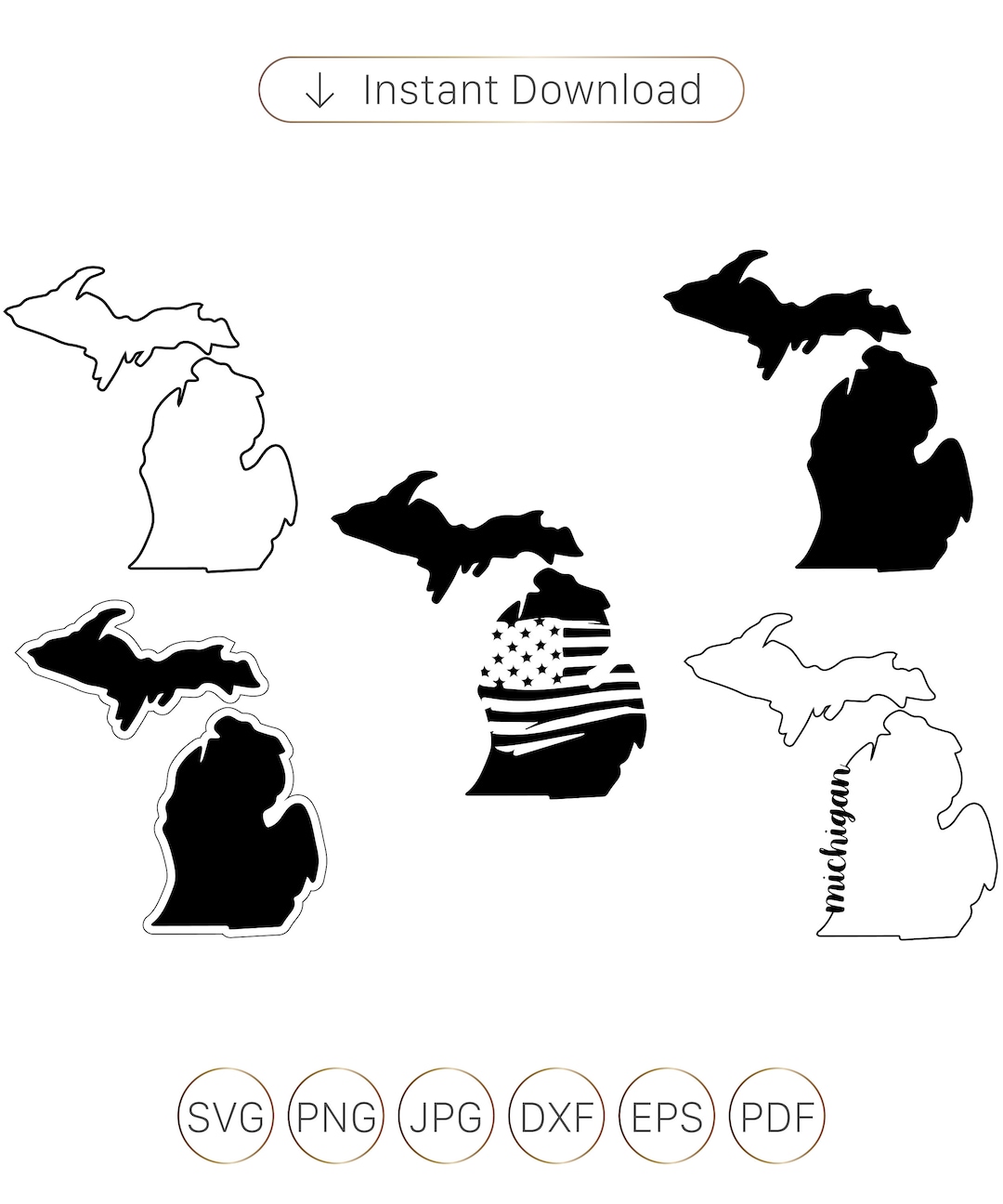 Michigan SVG, Michigan State SVG, Michigan Silhouette, Michigan State ...