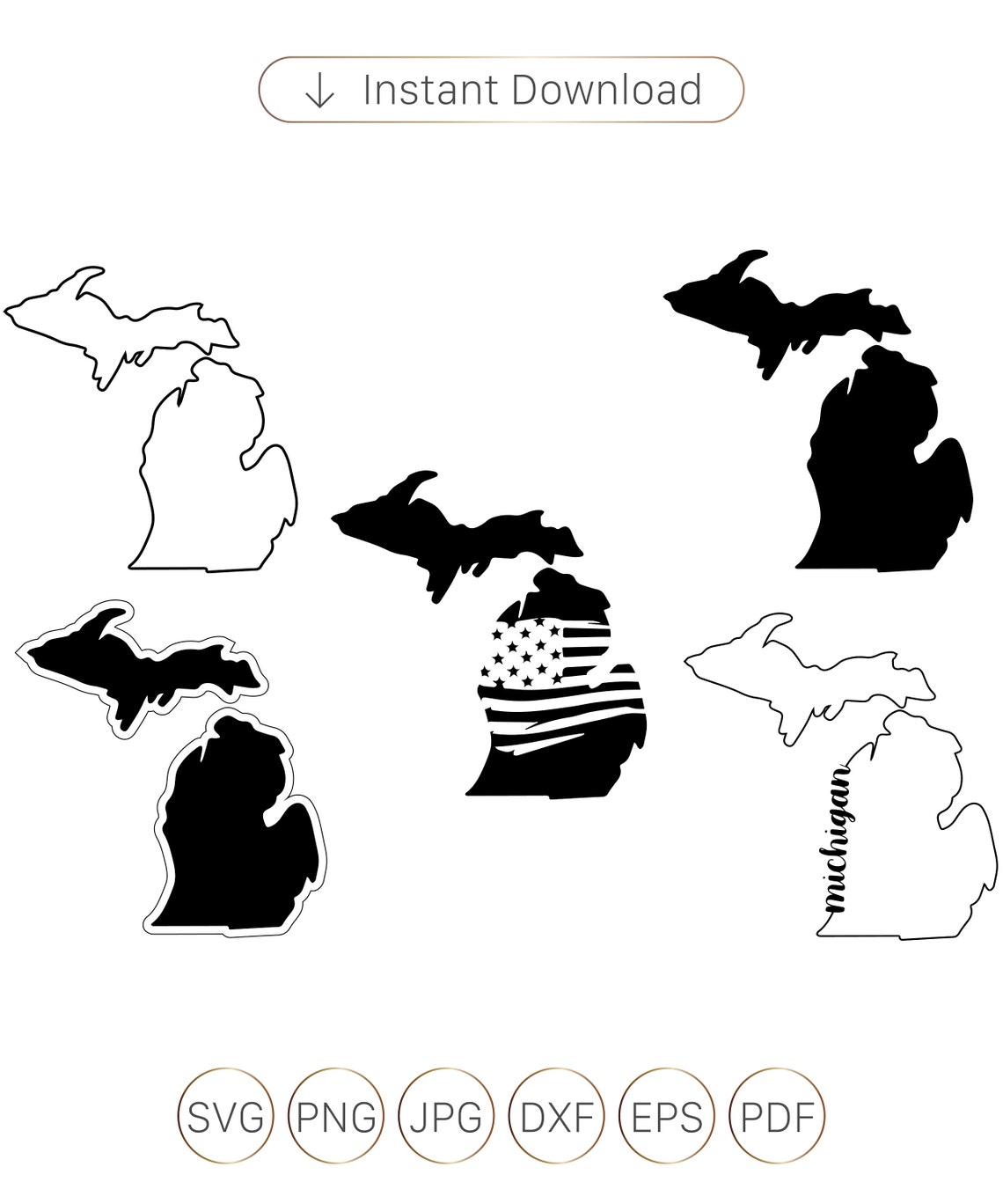Michigan SVG Michigan State SVG Michigan Silhouette - Etsy