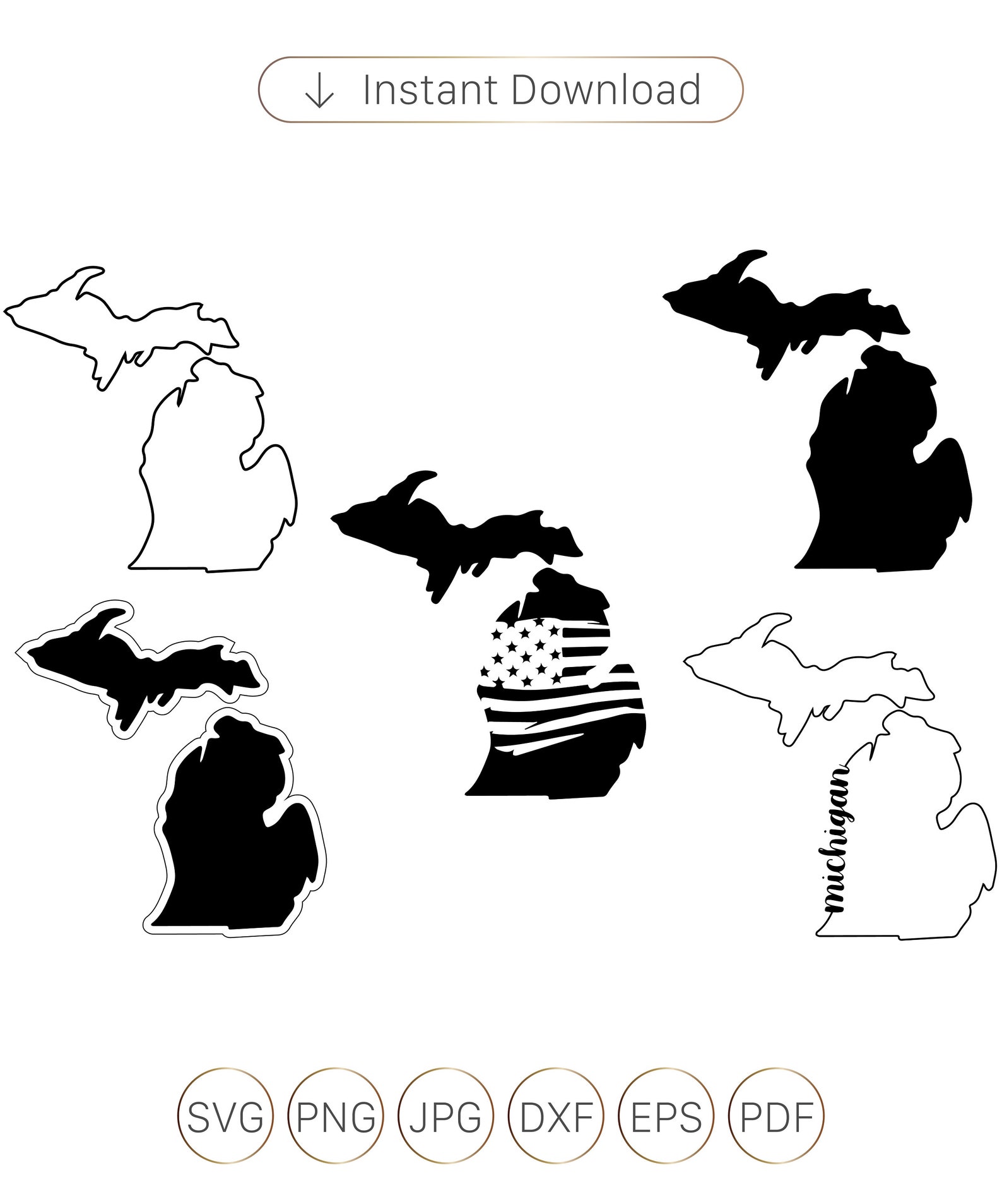 Michigan SVG Michigan State SVG Michigan Silhouette - Etsy