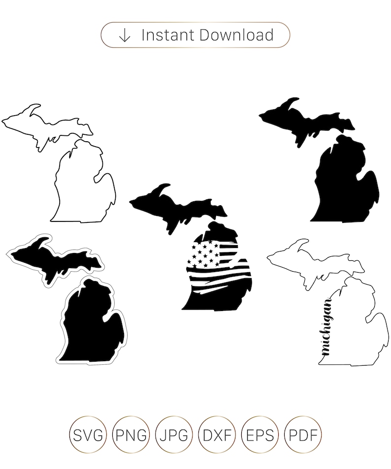 Michigan SVG Michigan State SVG Michigan Silhouette - Etsy