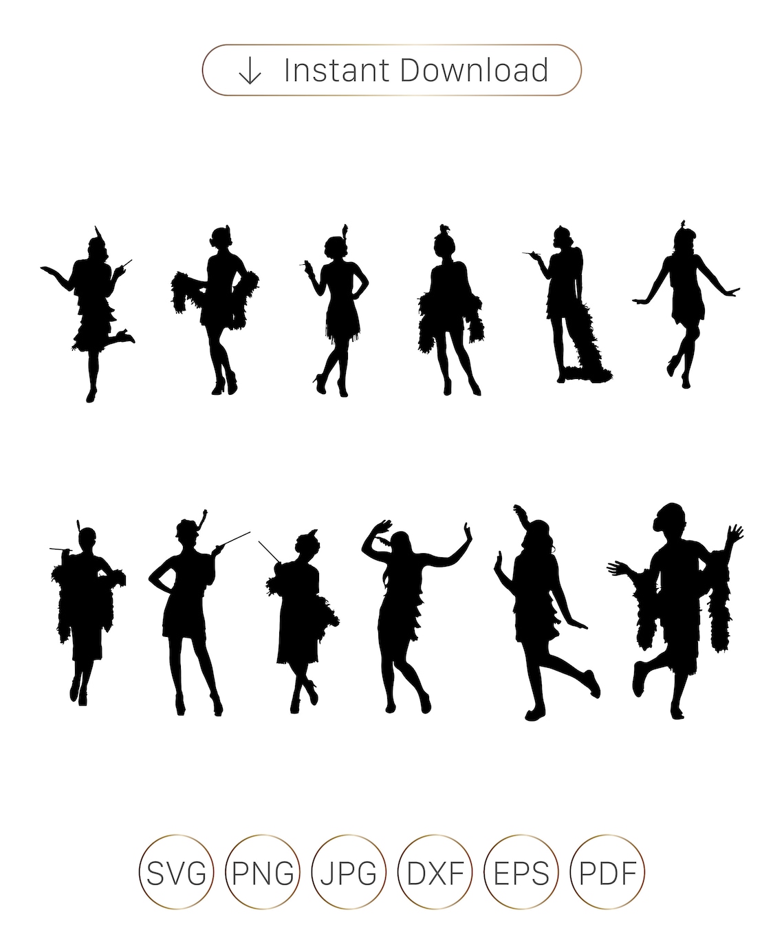 Flapper Girls Silhouette Vector Filelady SVG Woman Vector - Etsy