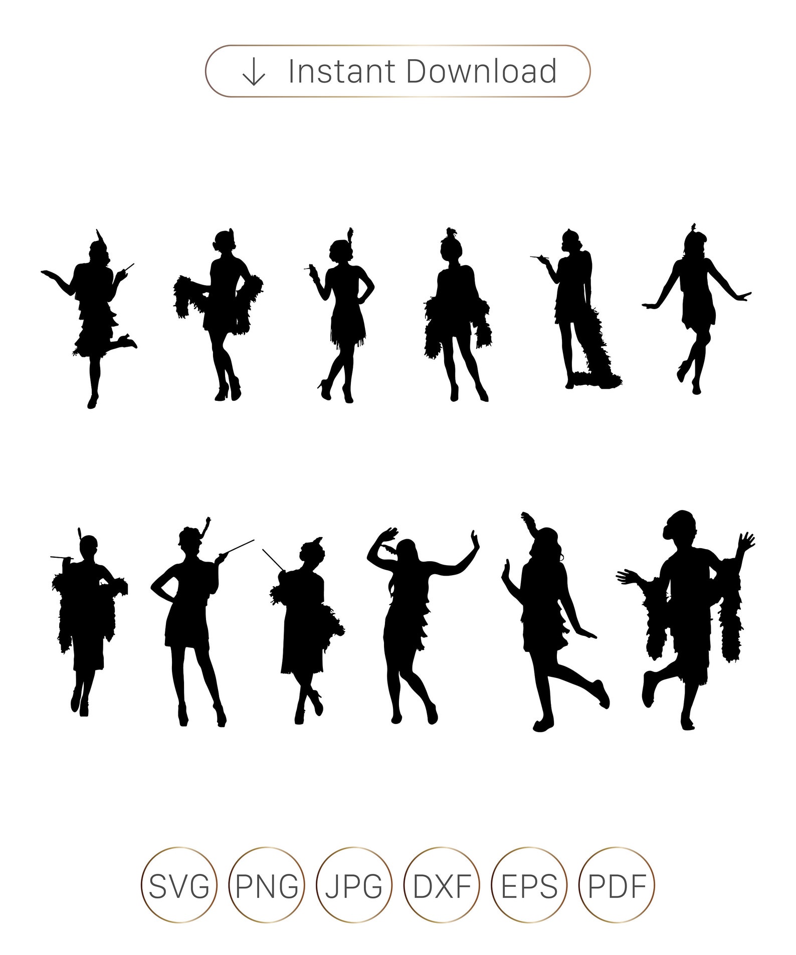 Flapper Girls Silhouette Vector Filelady SVG Woman Vector - Etsy