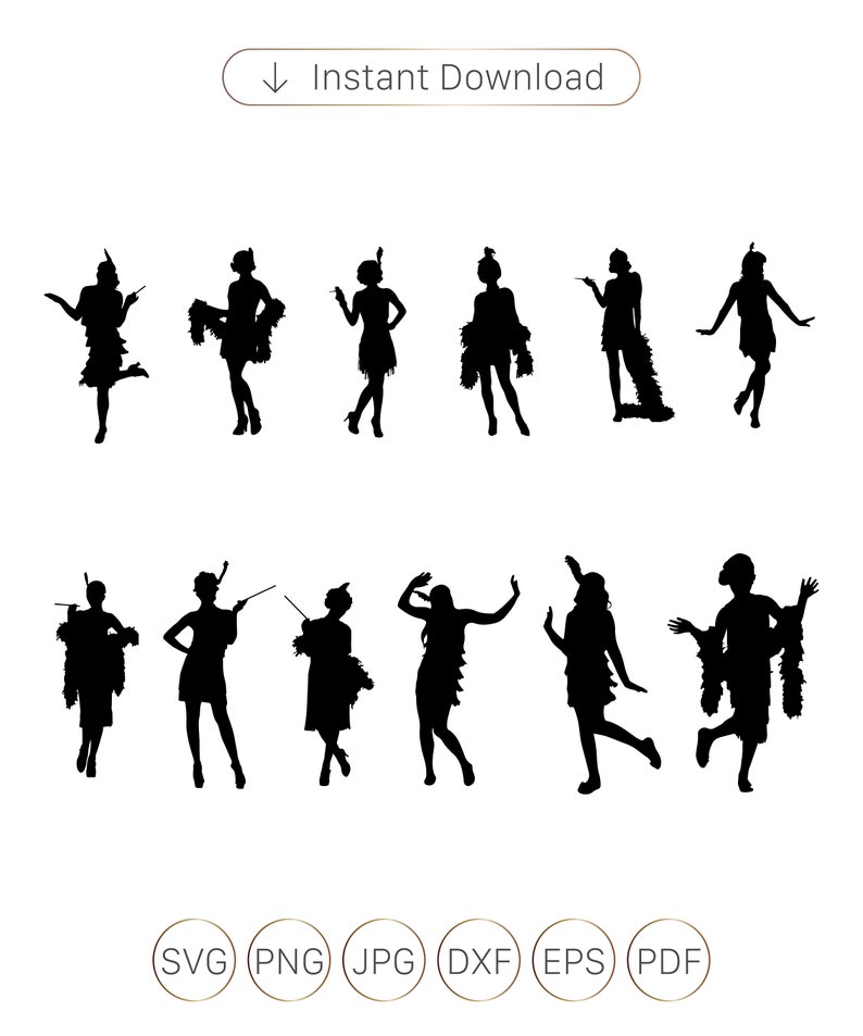 Flapper Girls Silhouette Vector Filelady SVG Woman Vector - Etsy